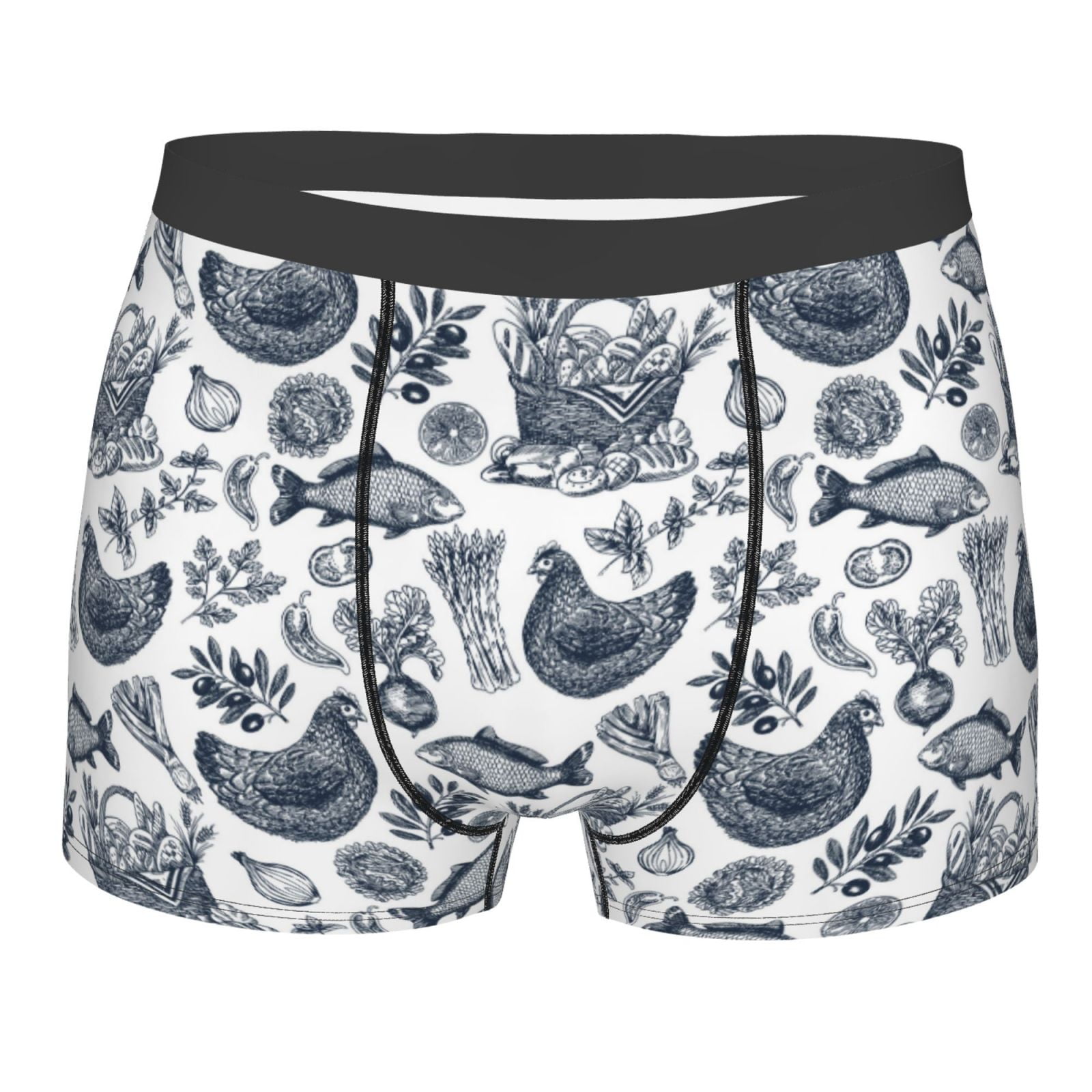 Naloa Chicken And Fish Print Mens Underwear - Boxers for Men, Classic ...
