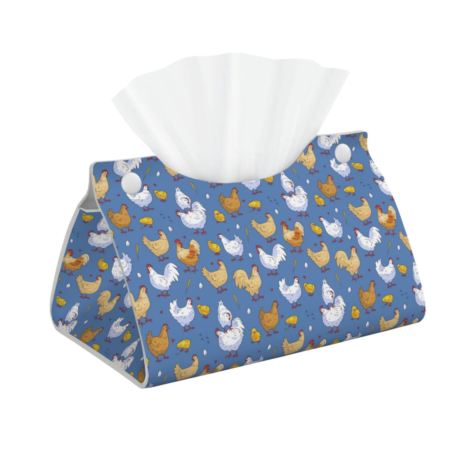 Naloa Chicken Family Print Leather Tissue Box Cover Rectangle | Long ...