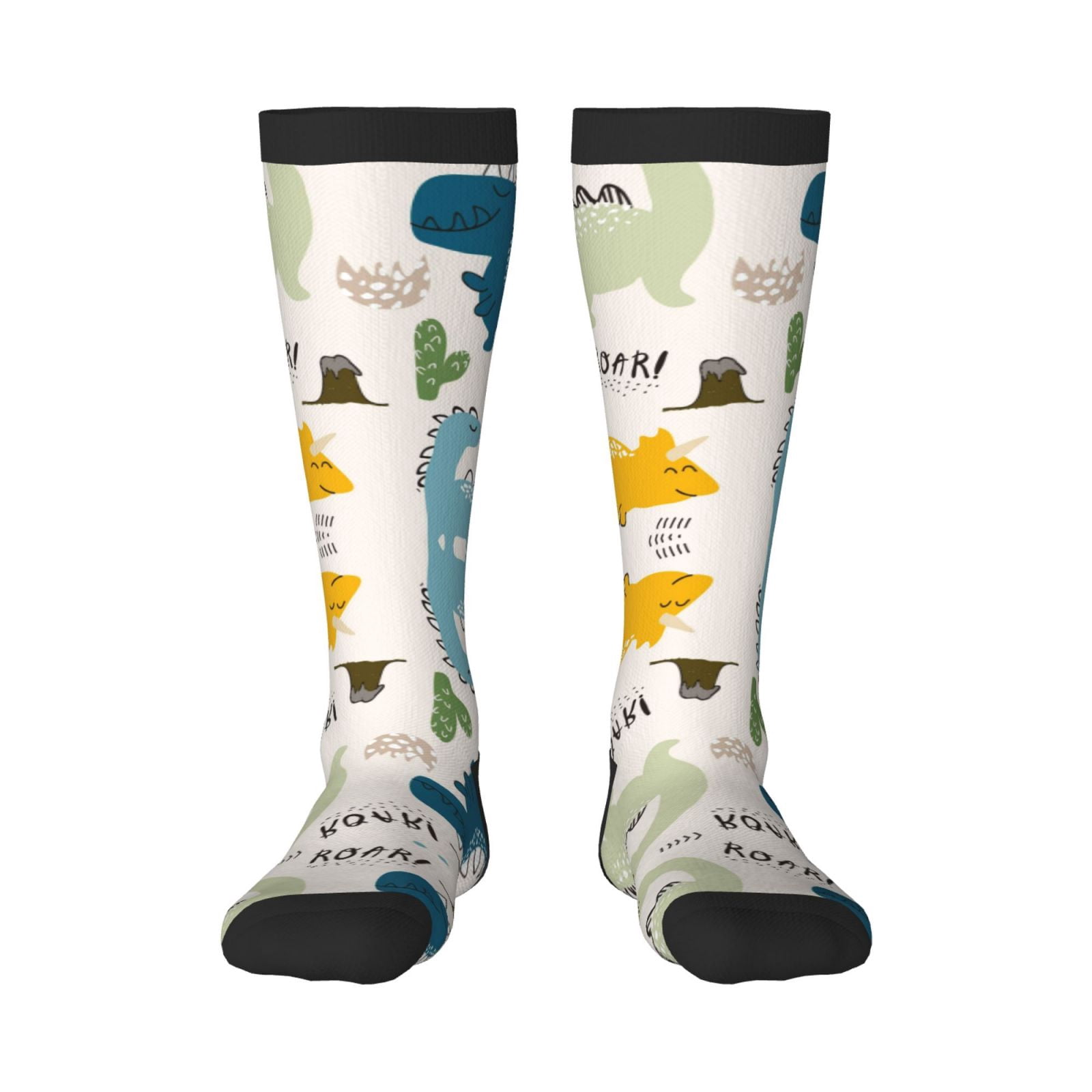 Naloa Childish Dinosaur Thigh High Socks Extra Long Stretchy Sock Women ...