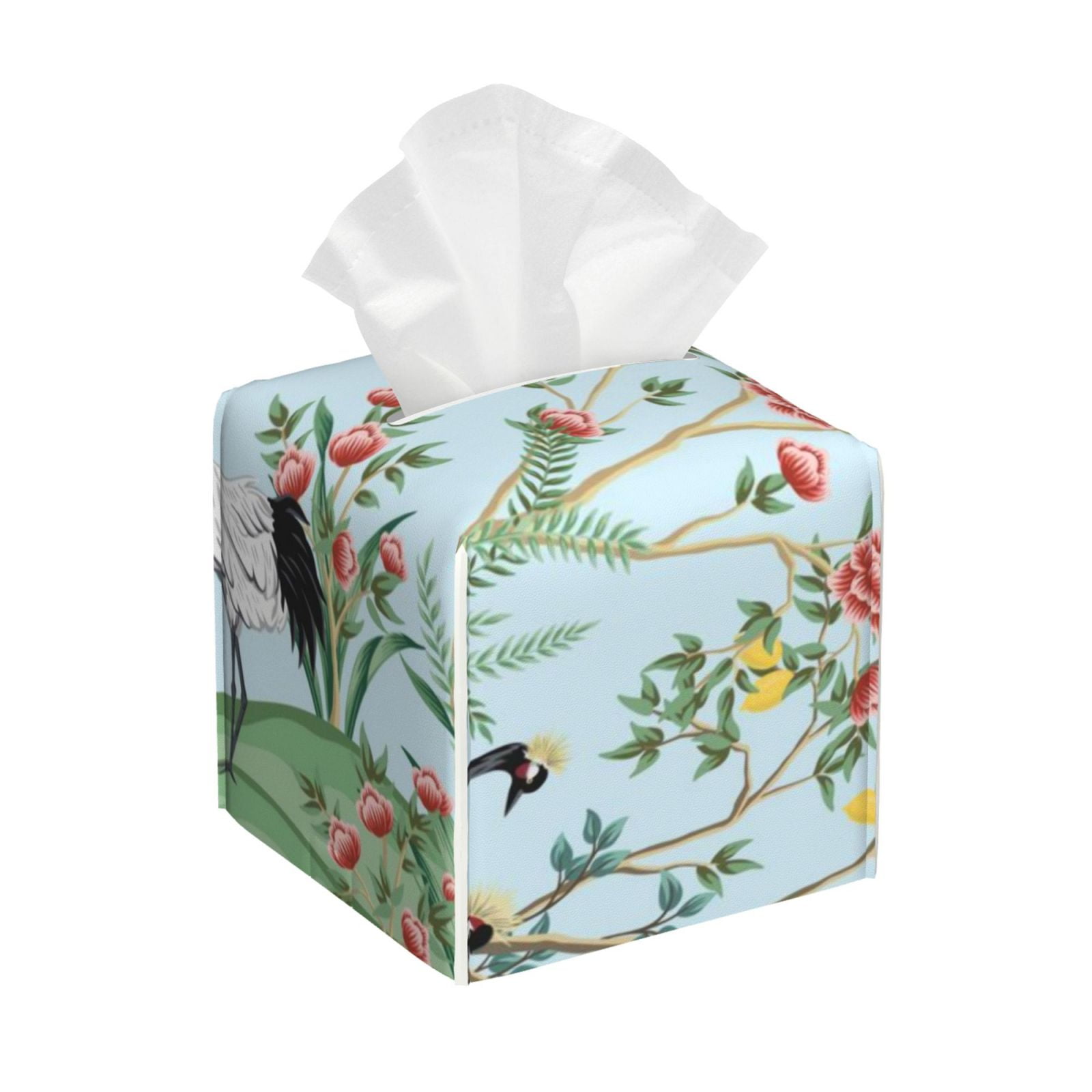 Naloa Chinoiserie Floral Palm Tree Tissue Box CoverLeather Tissue ...