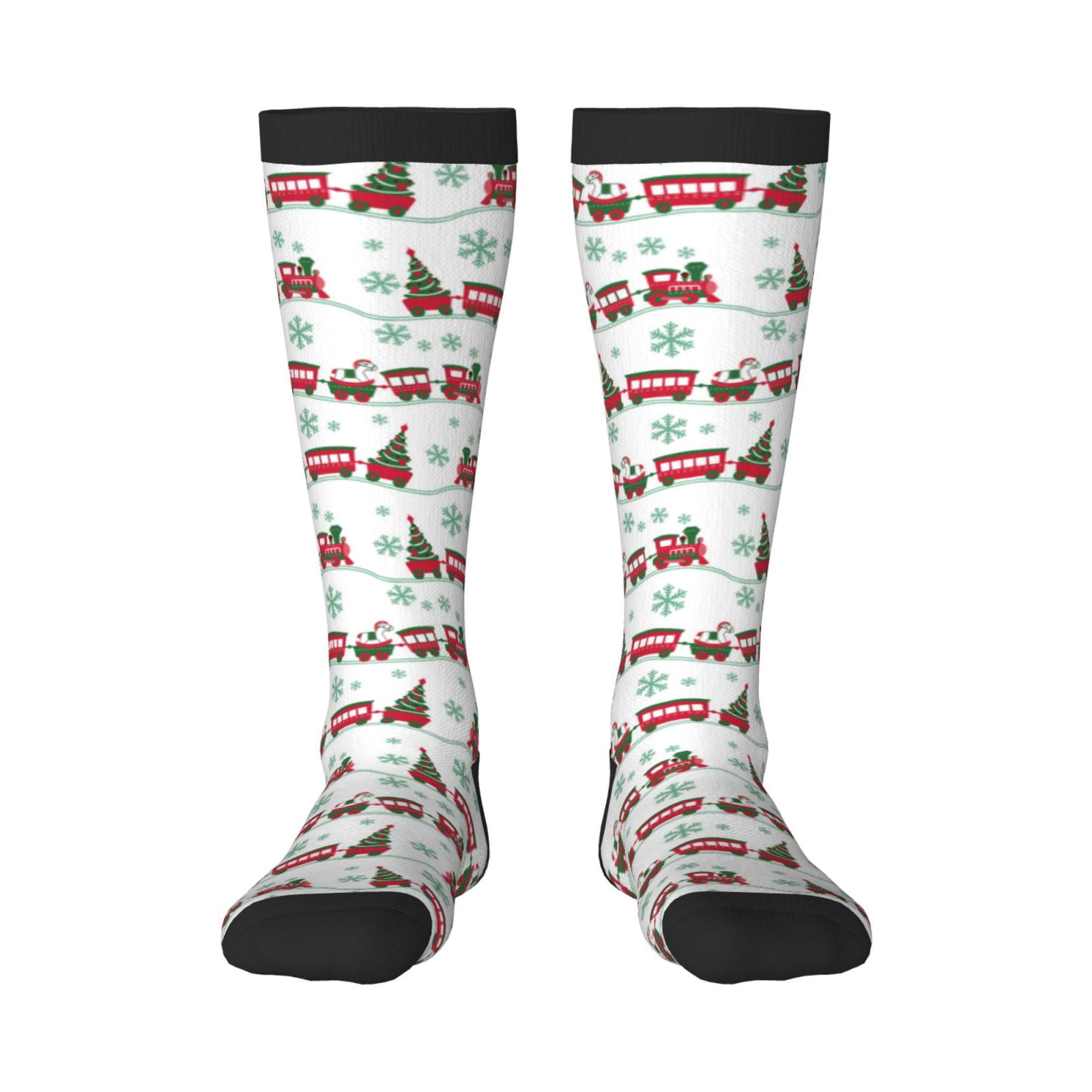 Naloa Christmas Train Thigh High Socks Extra Long Stretchy Sock Women ...