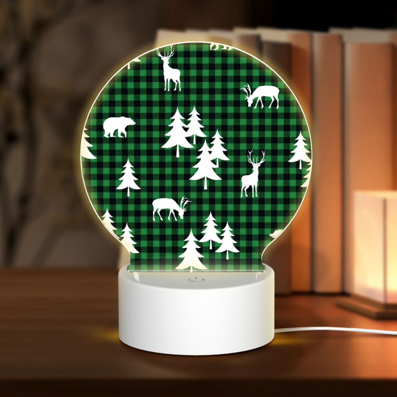 Naloa Christmas tree green plaid Acrylic LED Night Light Custom LED ...