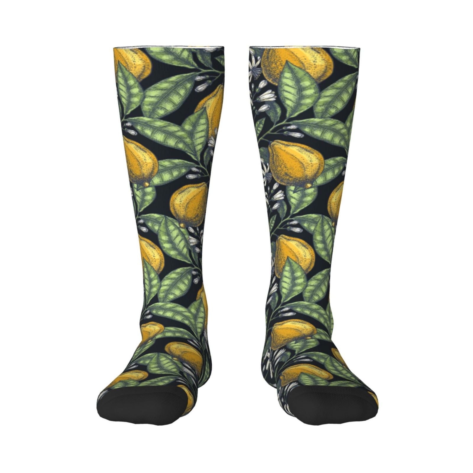 Naloa Citrus Fruits Elegant Lemons Thigh High Socks Extra Long Stretchy ...