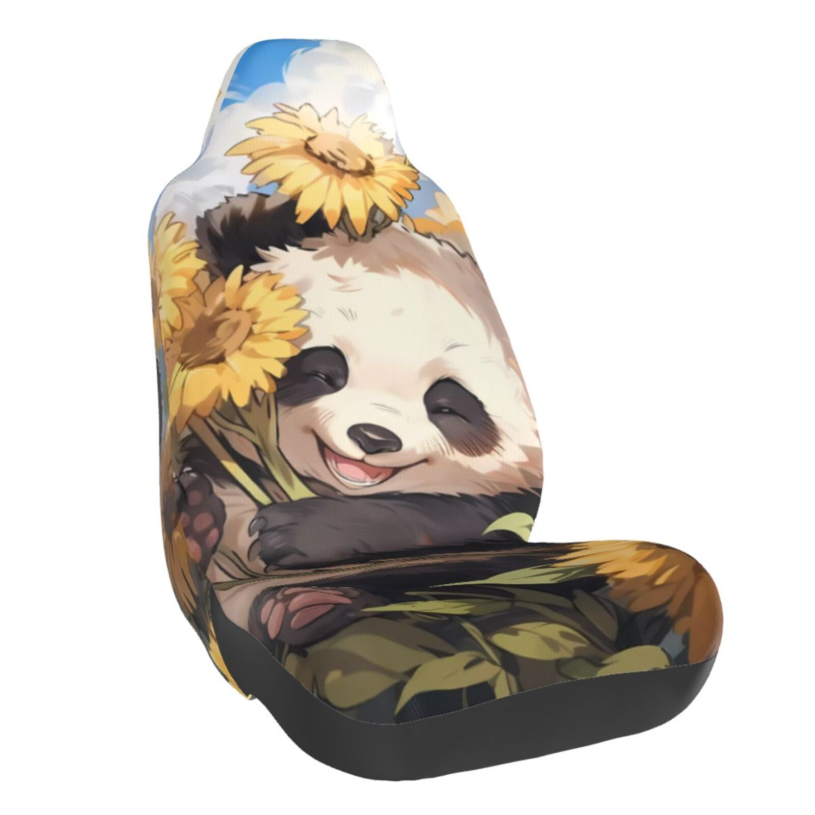 Naloa Clear Sky Cute Sunflower Panda Car Seat Covers Universal Front ...
