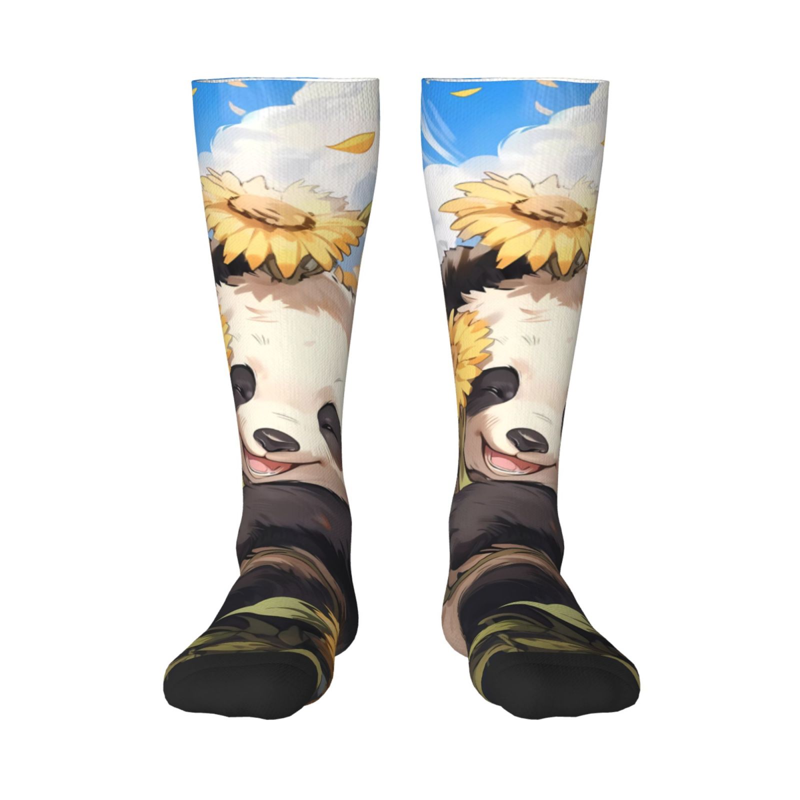Naloa Clear Sky Cute Sunflower Panda Thigh High Socks Extra Long ...