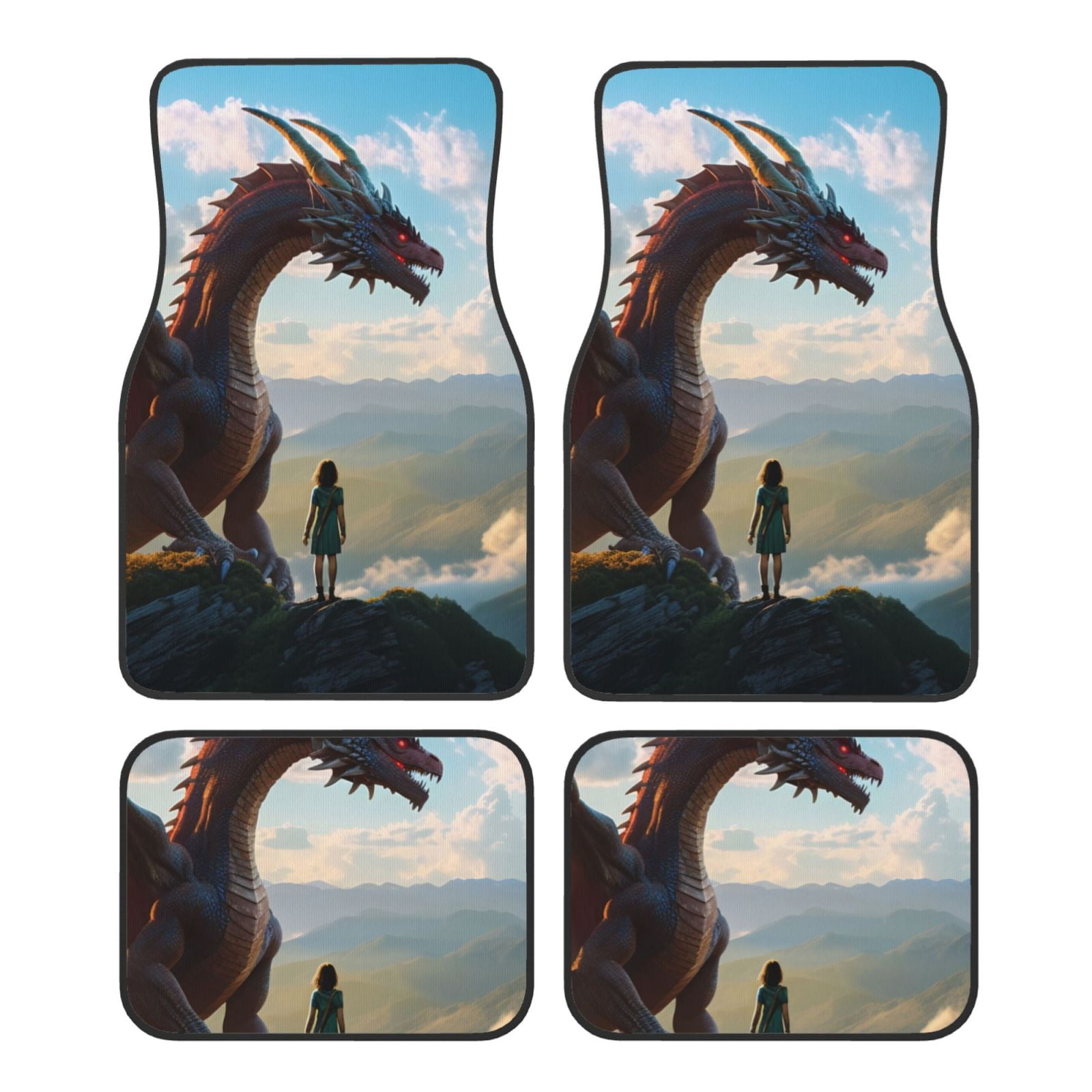Naloa Clear Sky Mountain Red Dragon Car Foot Mat Set of 4 Pieces ...