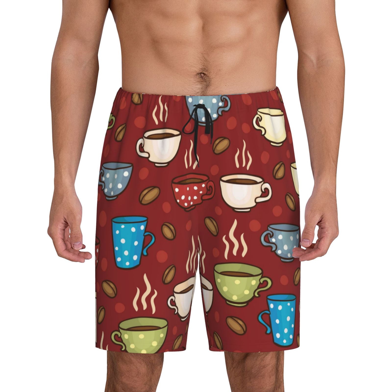 Naloa Coffee Cups Men's Short Pajama Pants, Lounge Comfort Shorts with ...
