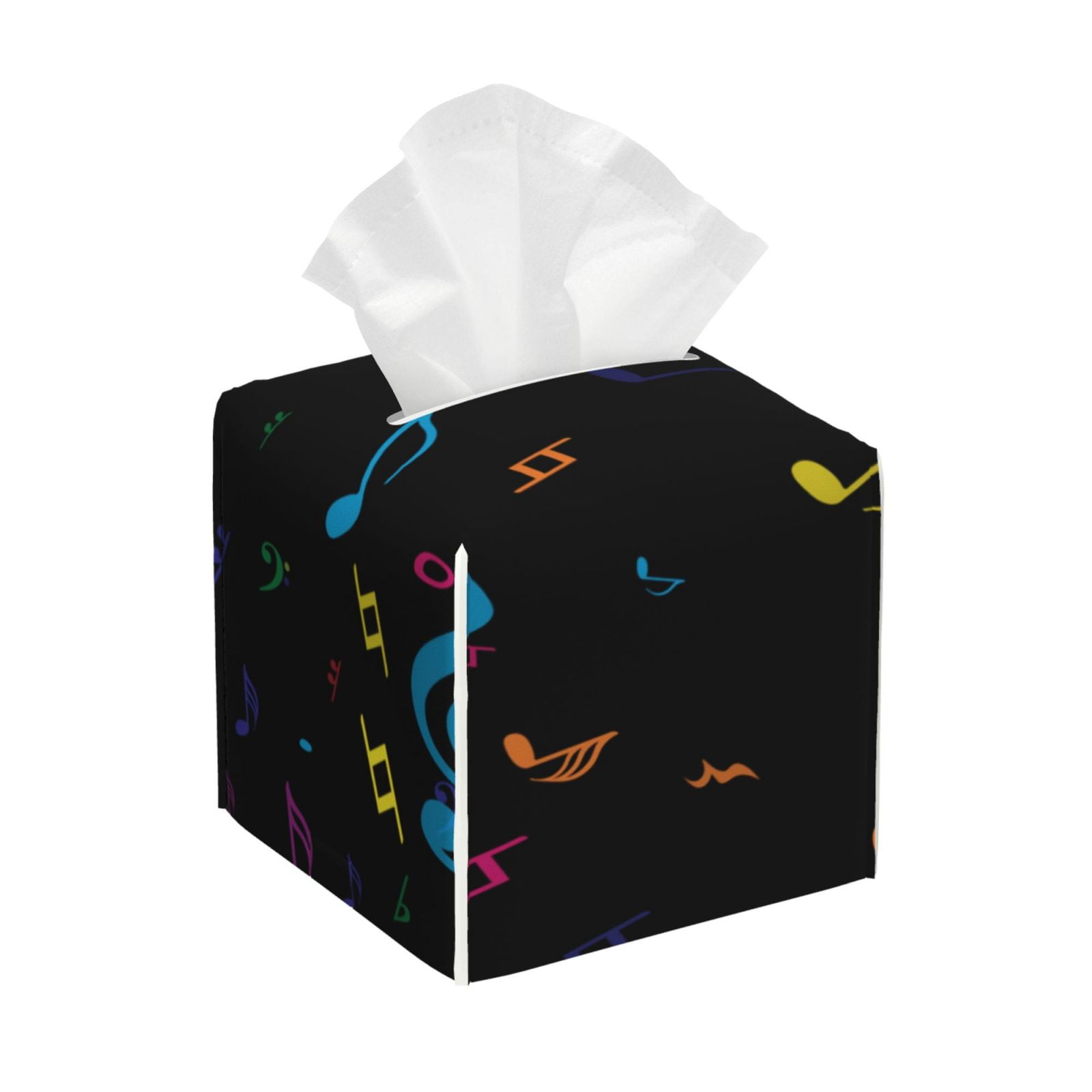 Naloa Color Musical Notes Tissue Box Cover Leather Tissue Holder Square ...