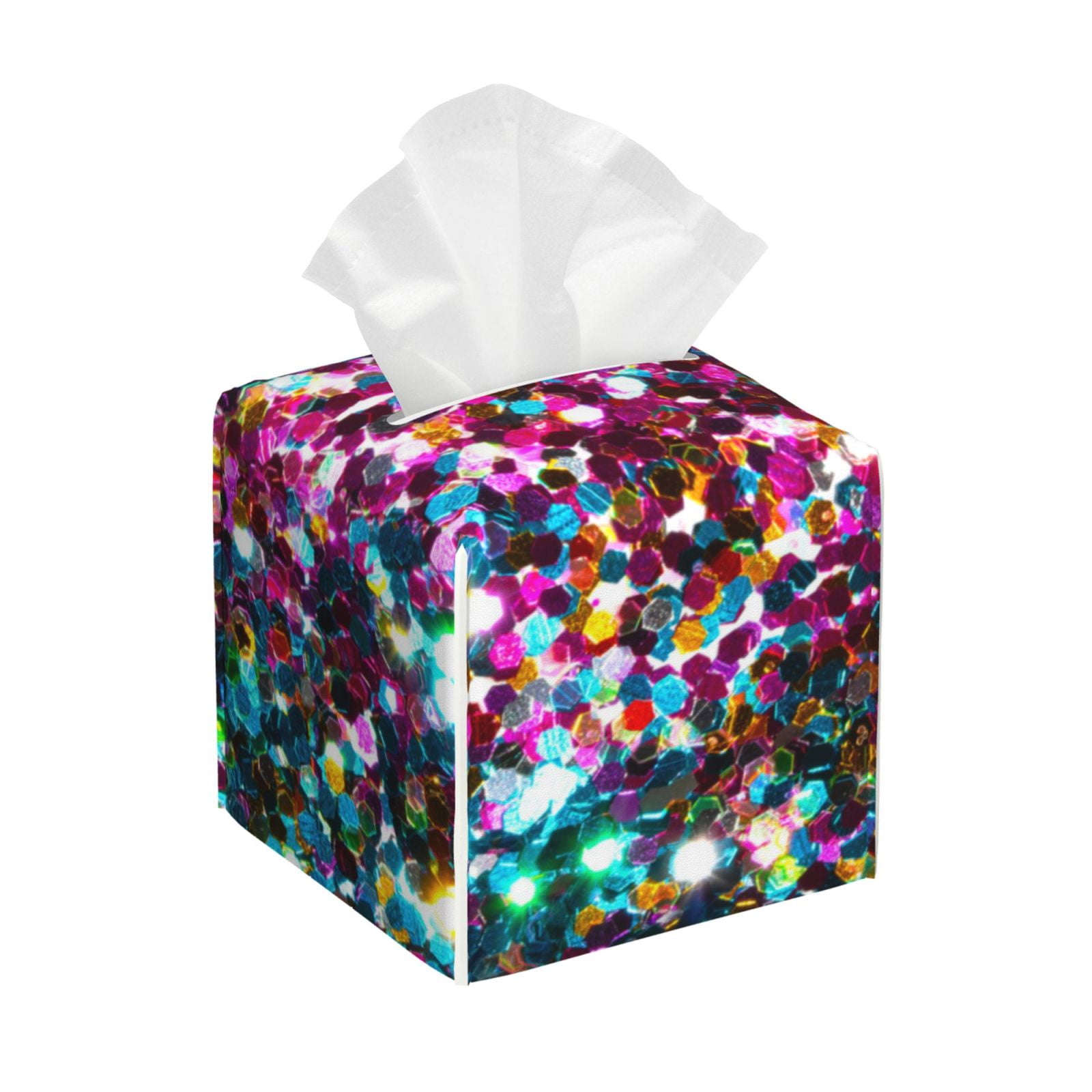Naloa Color Shiny Tissue Box Cover Leather Tissue Holder Square Facial ...