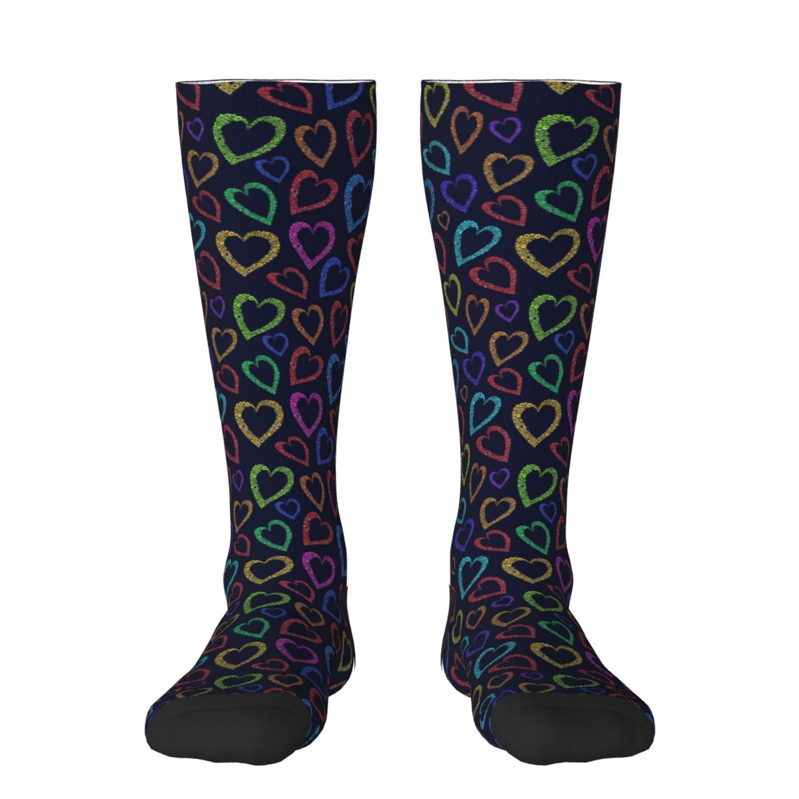 Naloa Colored Hearts Thigh High Socks Extra Long Stretchy Sock Women ...