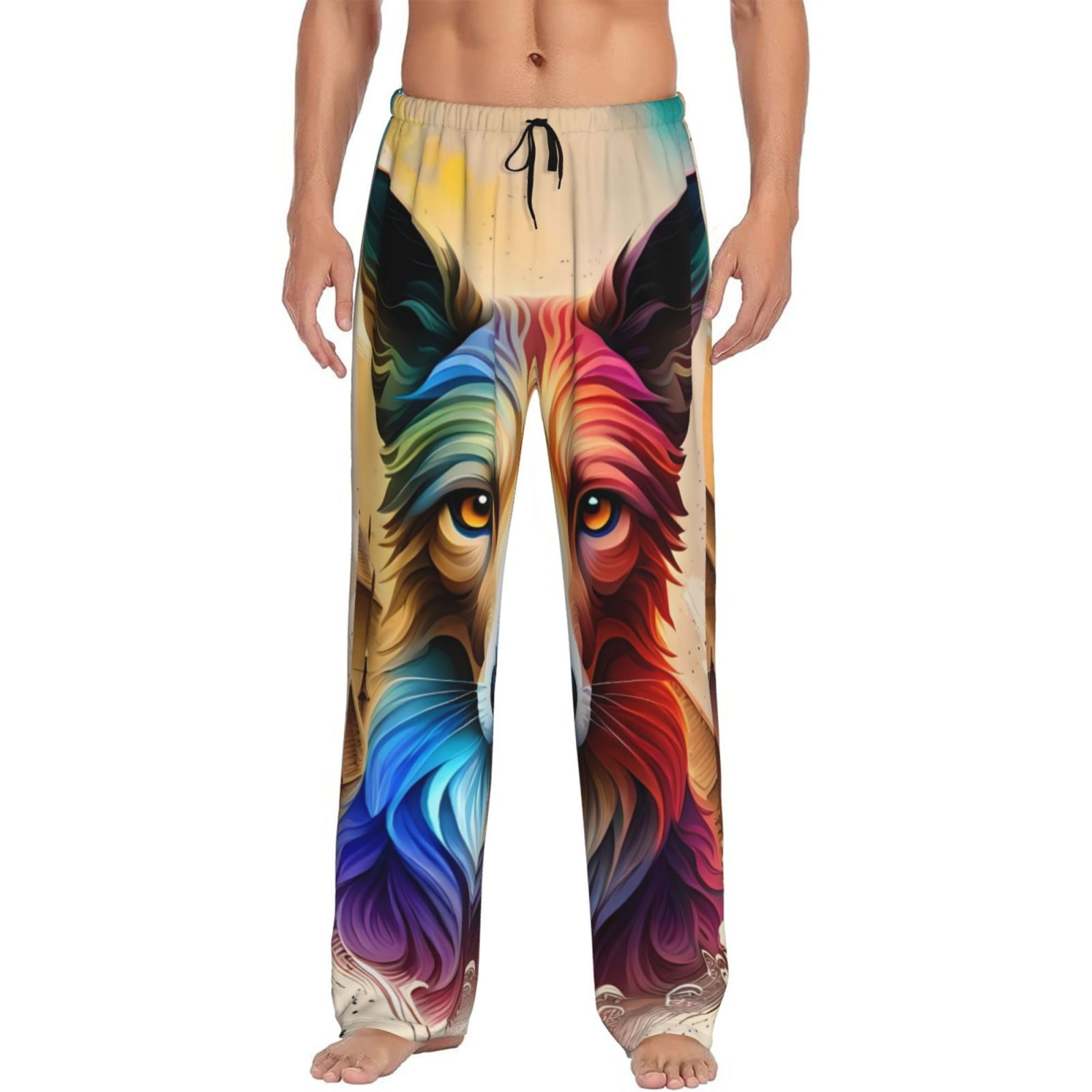 Naloa Colorful Art Dog Pajama Pants Men, PJ Bottoms, Sleep & Lounge ...