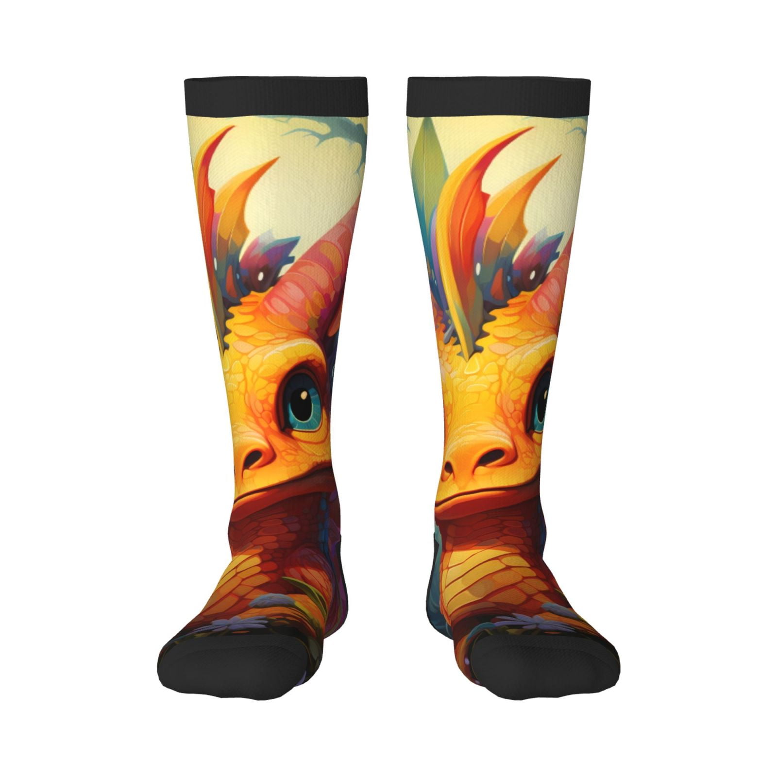 Naloa Colorful Flower Chameleon Thigh High Socks Extra Long Stretchy ...