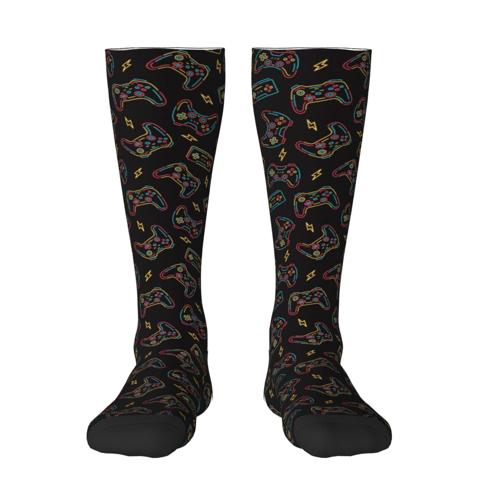 Naloa Colorful Game Controller Thigh High Socks Extra Long Stretchy ...