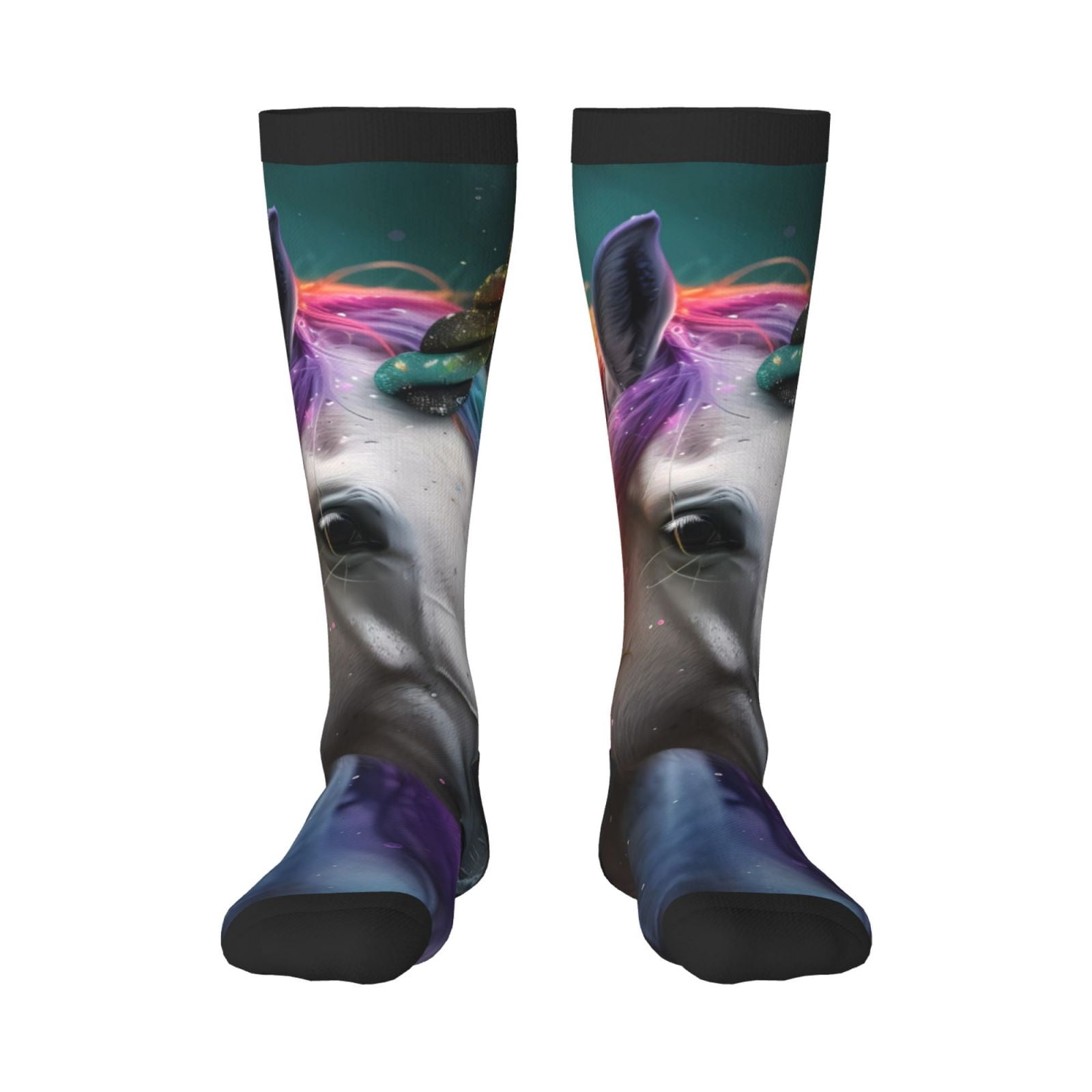 Naloa Colorful Haired White Horse Thigh High Socks Extra Long Stretchy ...