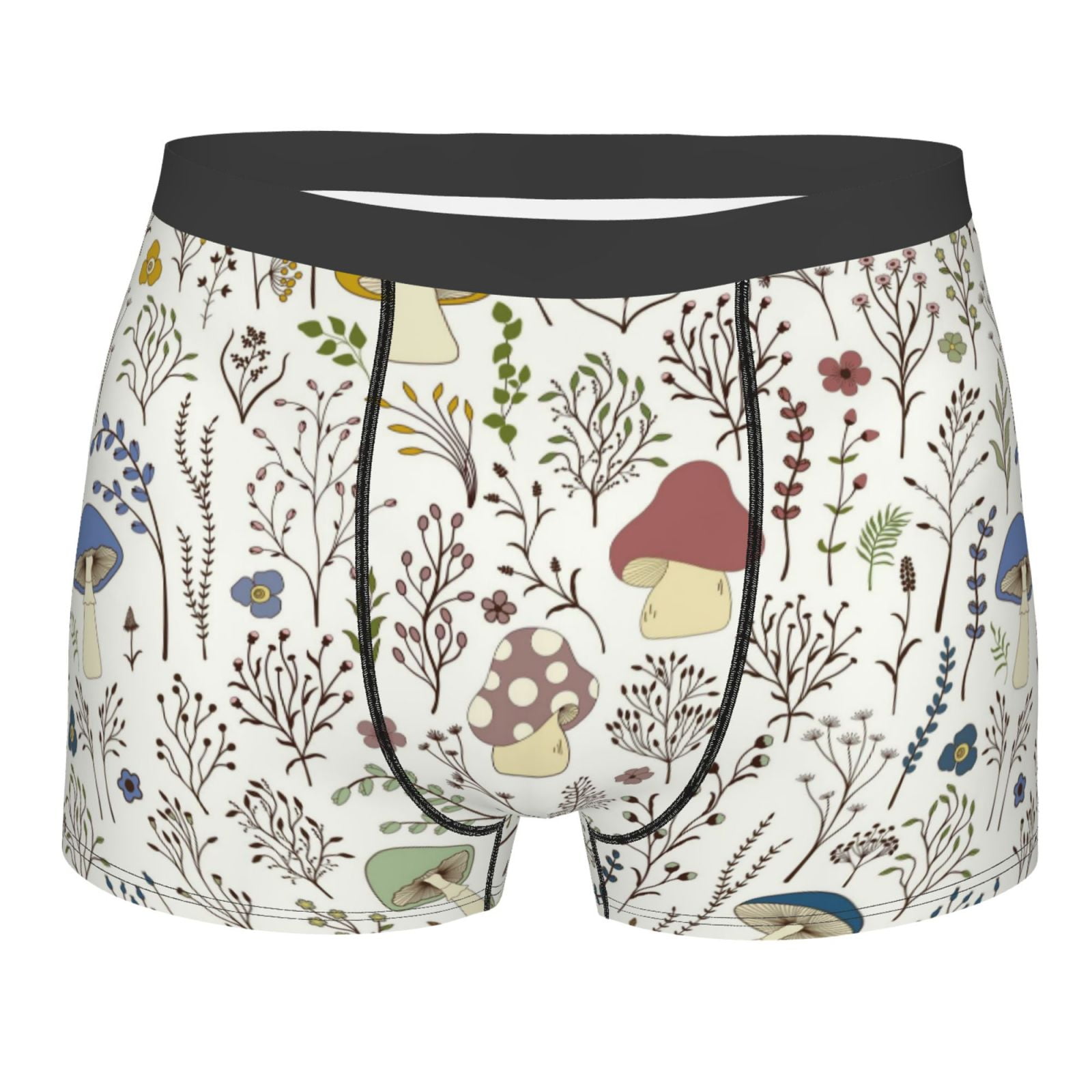 Naloa Colorful Mushrooms and Plants Print Mens Underwear - Boxers for ...