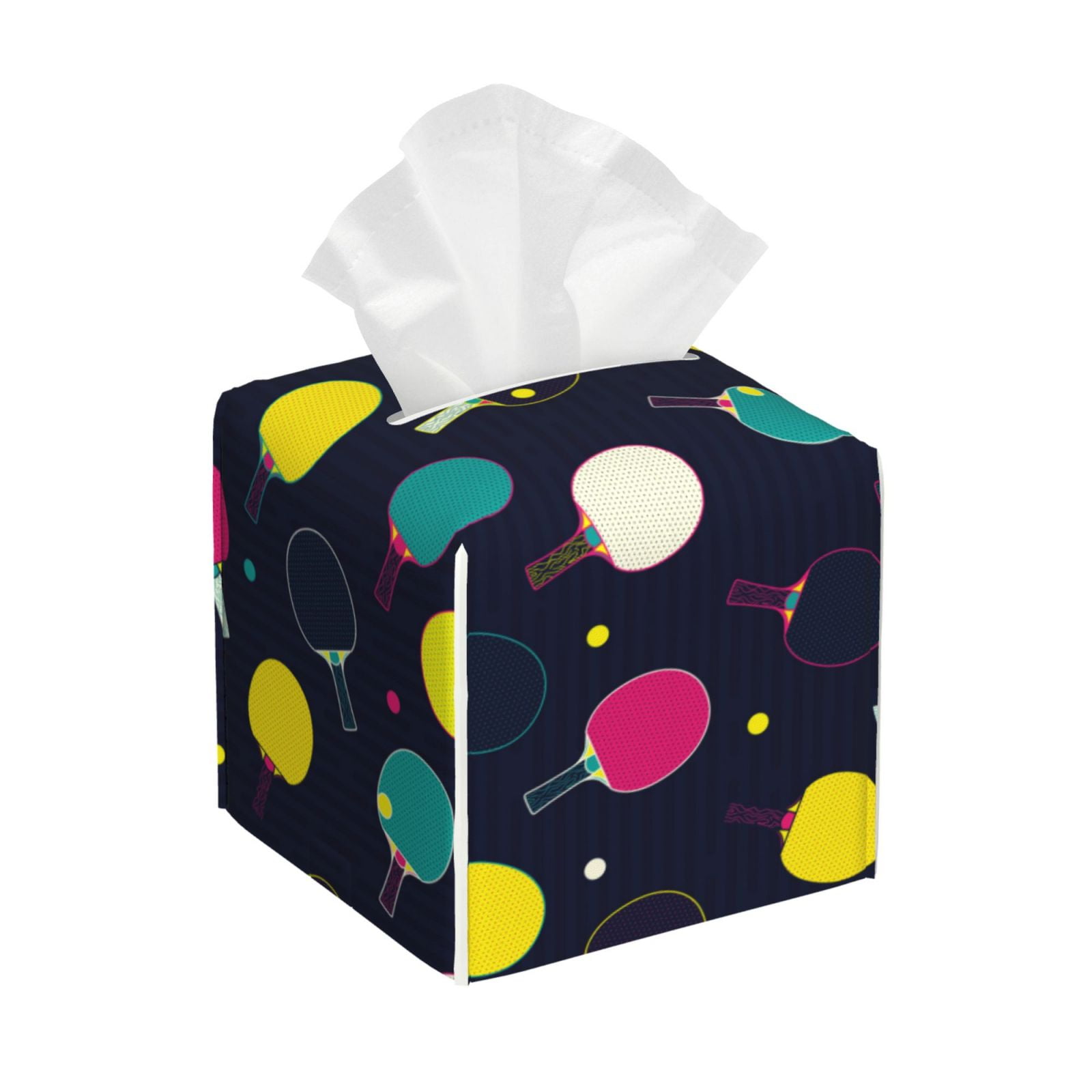 Naloa Colorful Ping Pong Rackets Tissue Box Cover Leather Tissue Holder ...