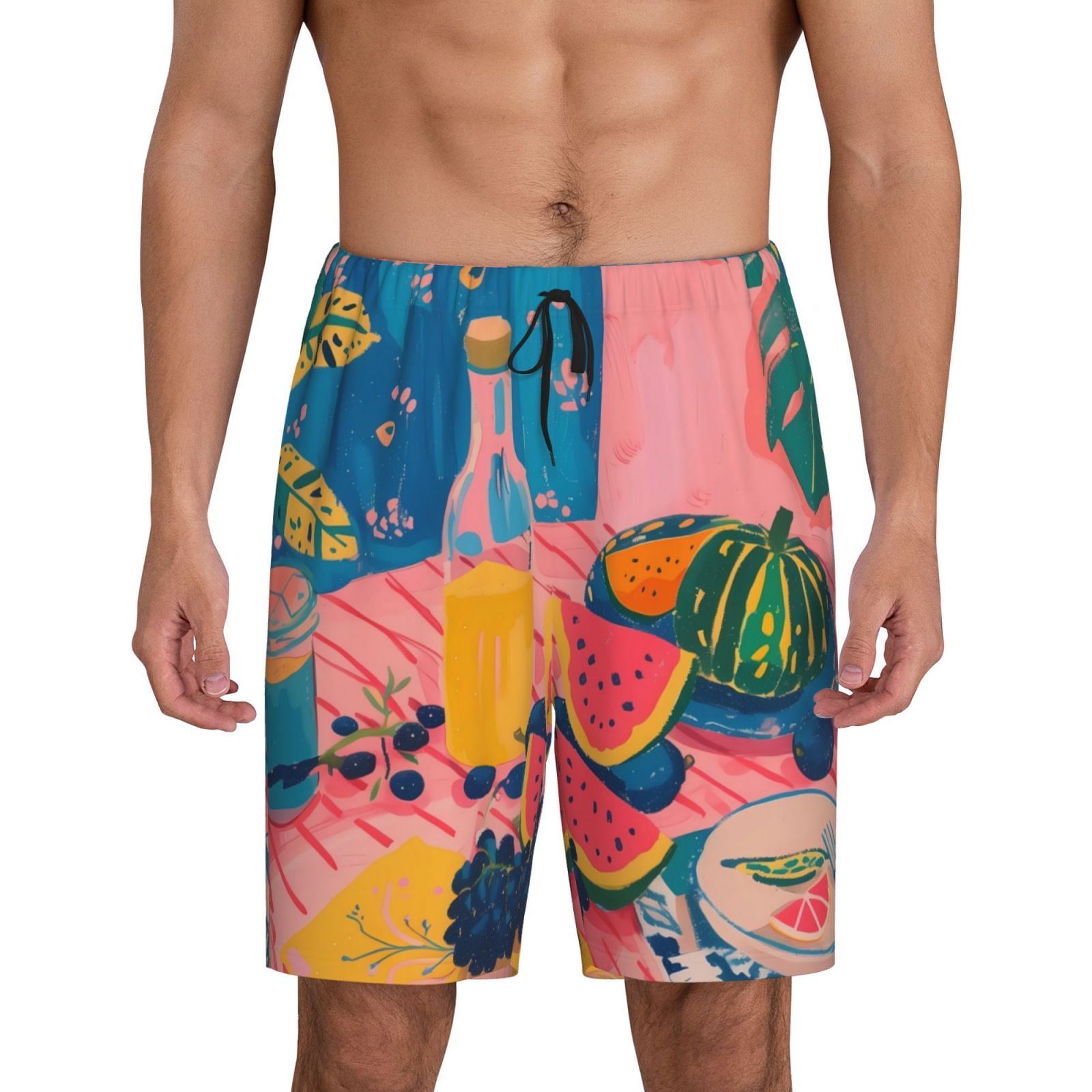 Naloa Colorful Summer Fruit Table Men's Short Pajama Pants, Pj Shorts ...