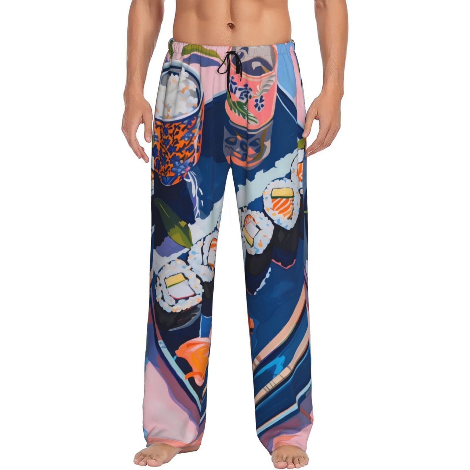 Naloa Colorful Sushi Food Art Pajama Pants Men, PJ Bottoms, Sleep ...
