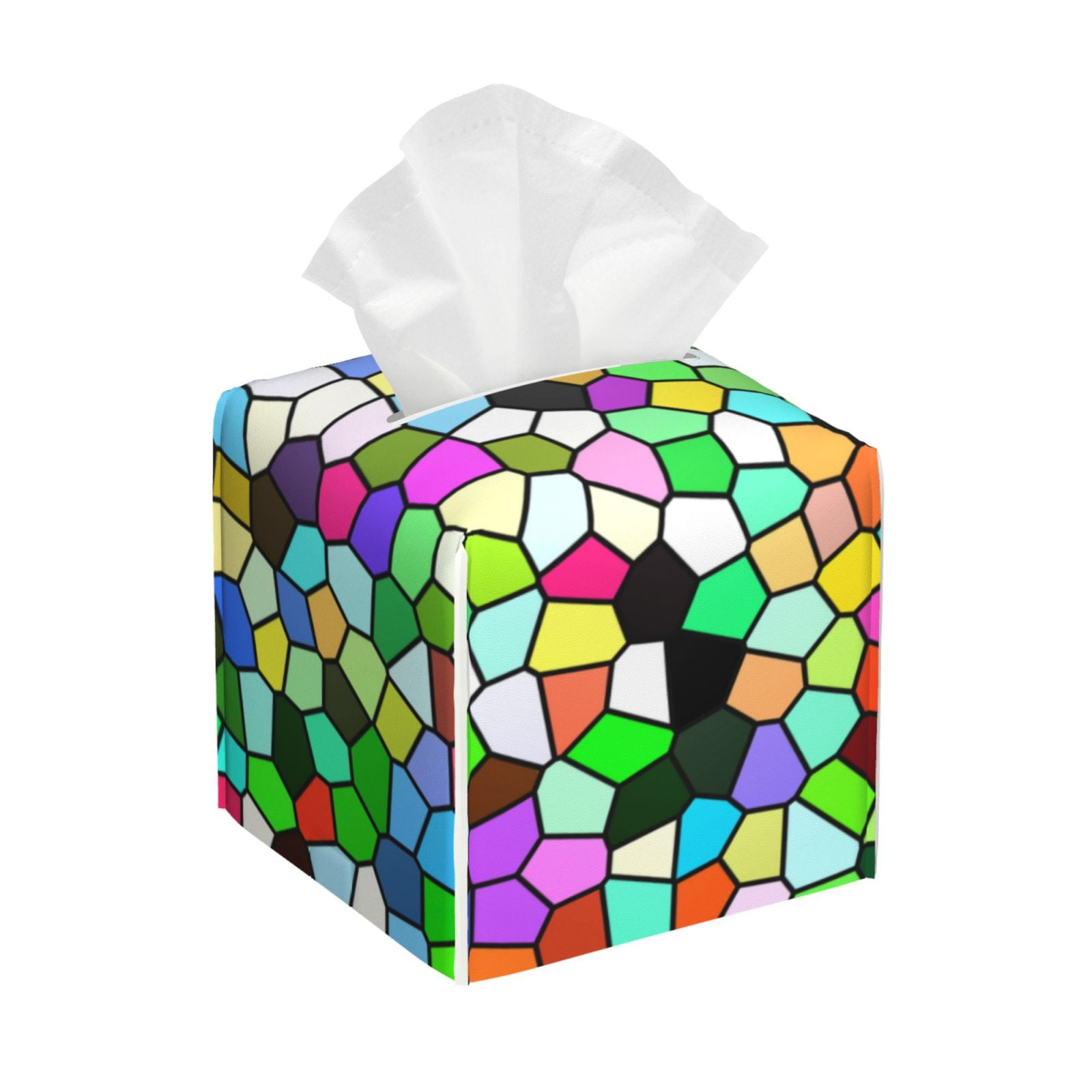 Naloa Colorful Tie Dye Stained Glass Tissue Box CoverLeather Tissue ...