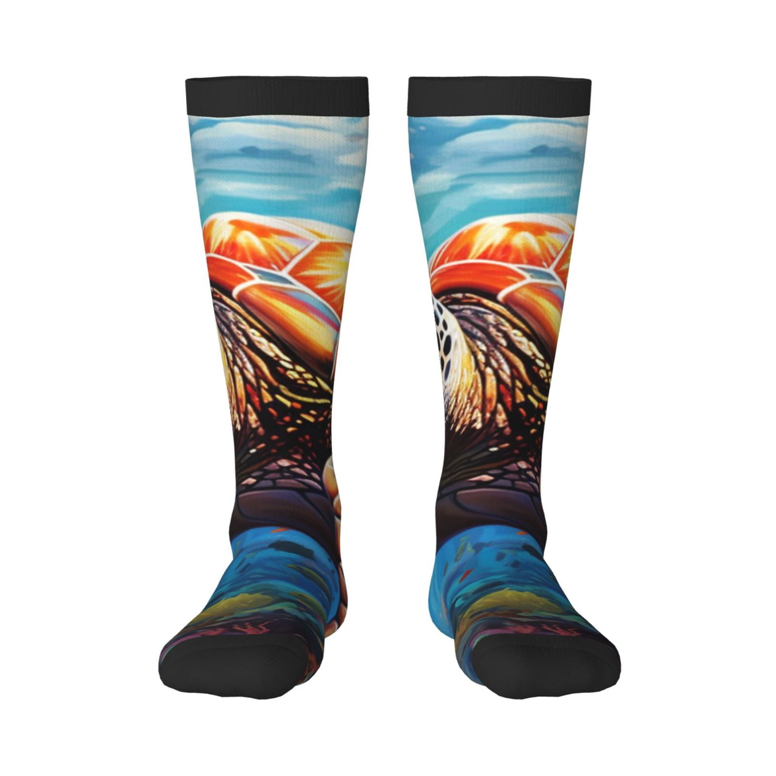 Naloa Colorful Underwater Sea Turtle Thigh High Socks Extra Long ...