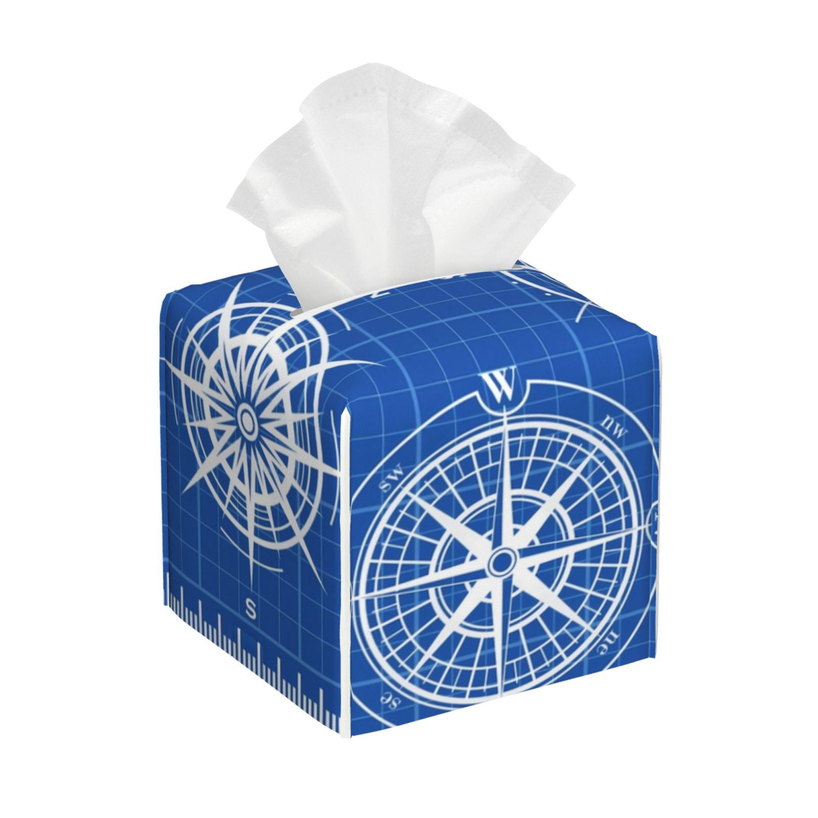 Naloa Compass Tissue Box Cover Leather Tissue Holder Square Facial ...
