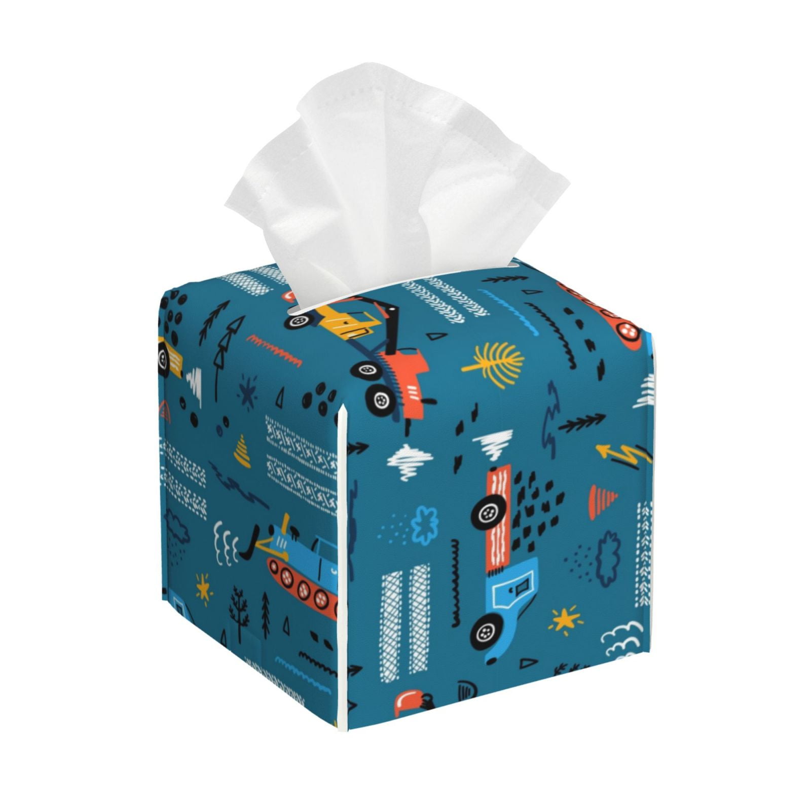Naloa Construction Trucks Tissue Box CoverLeather Tissue Holder Square ...