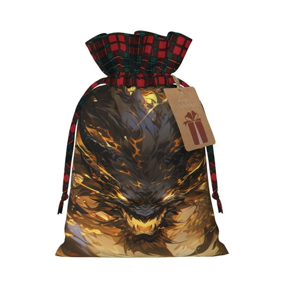 Naloa Cool Black Gold Dragon Christmas Gift Bags Christmas Drawstring ...