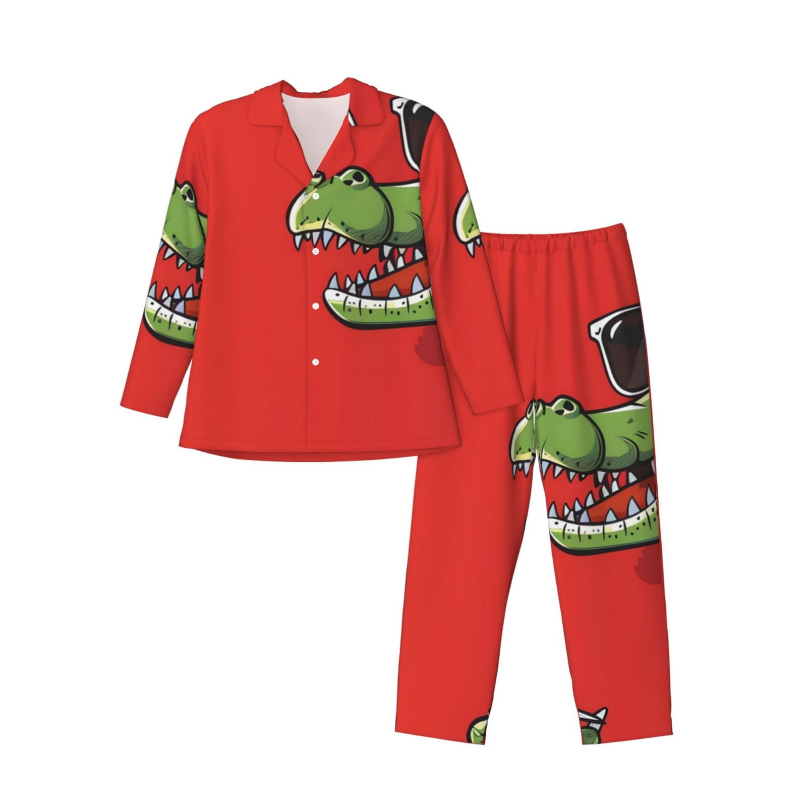 Naloa Cool Crocodile With Sunglasses Men’s Pajamas Set - Long Sleeve ...