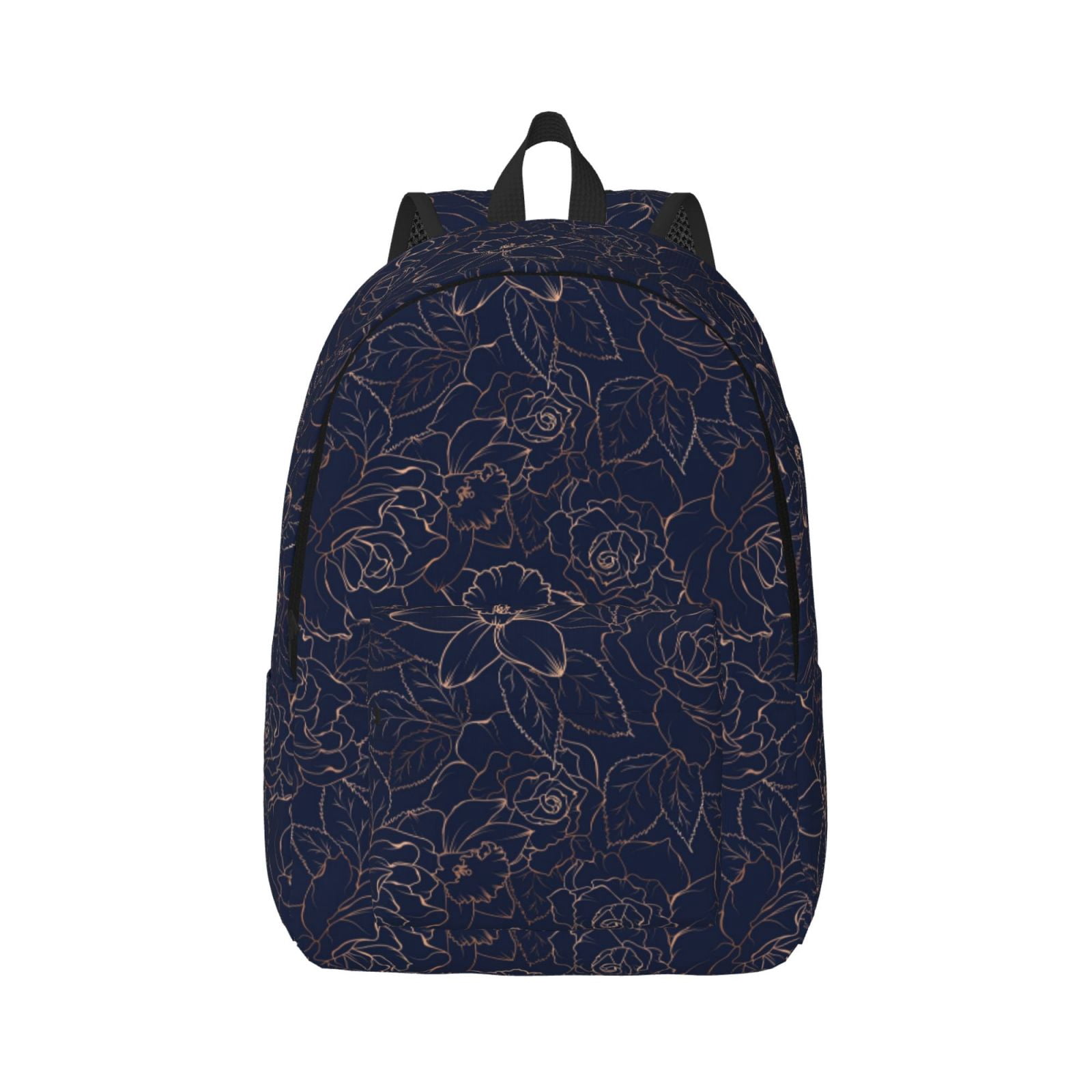 Naloa Copper-Gold Gloss Outline Navy Dark Blue Canvas Backpack for Men ...