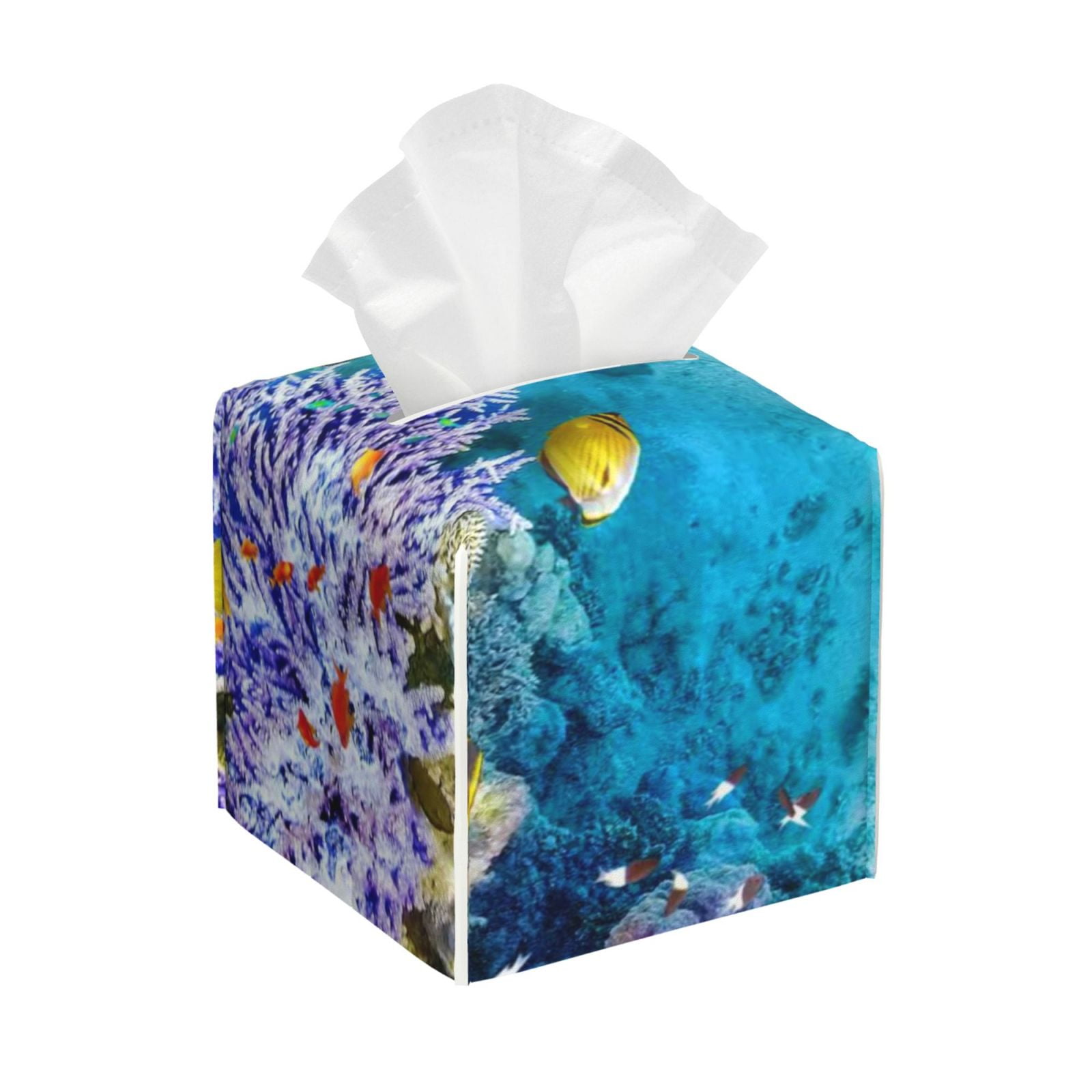 Naloa Corals and Tropical Fish Tissue Box CoverLeather Tissue Holder ...