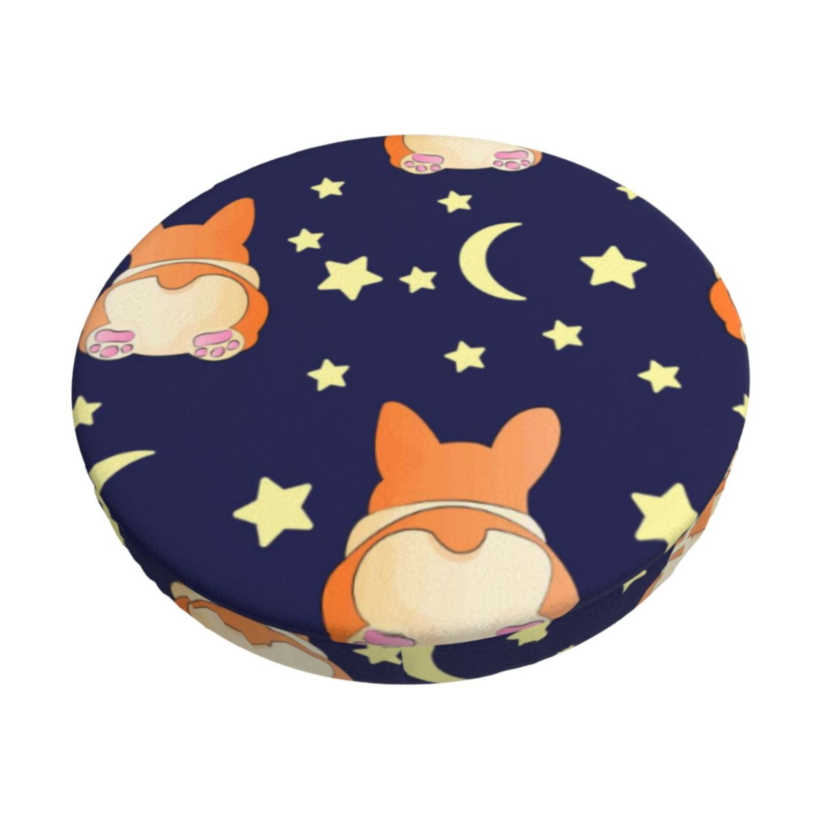 Naloa Corgi Lying With Moons And Stars Round Bar Stool Cushion Cover 12 ...