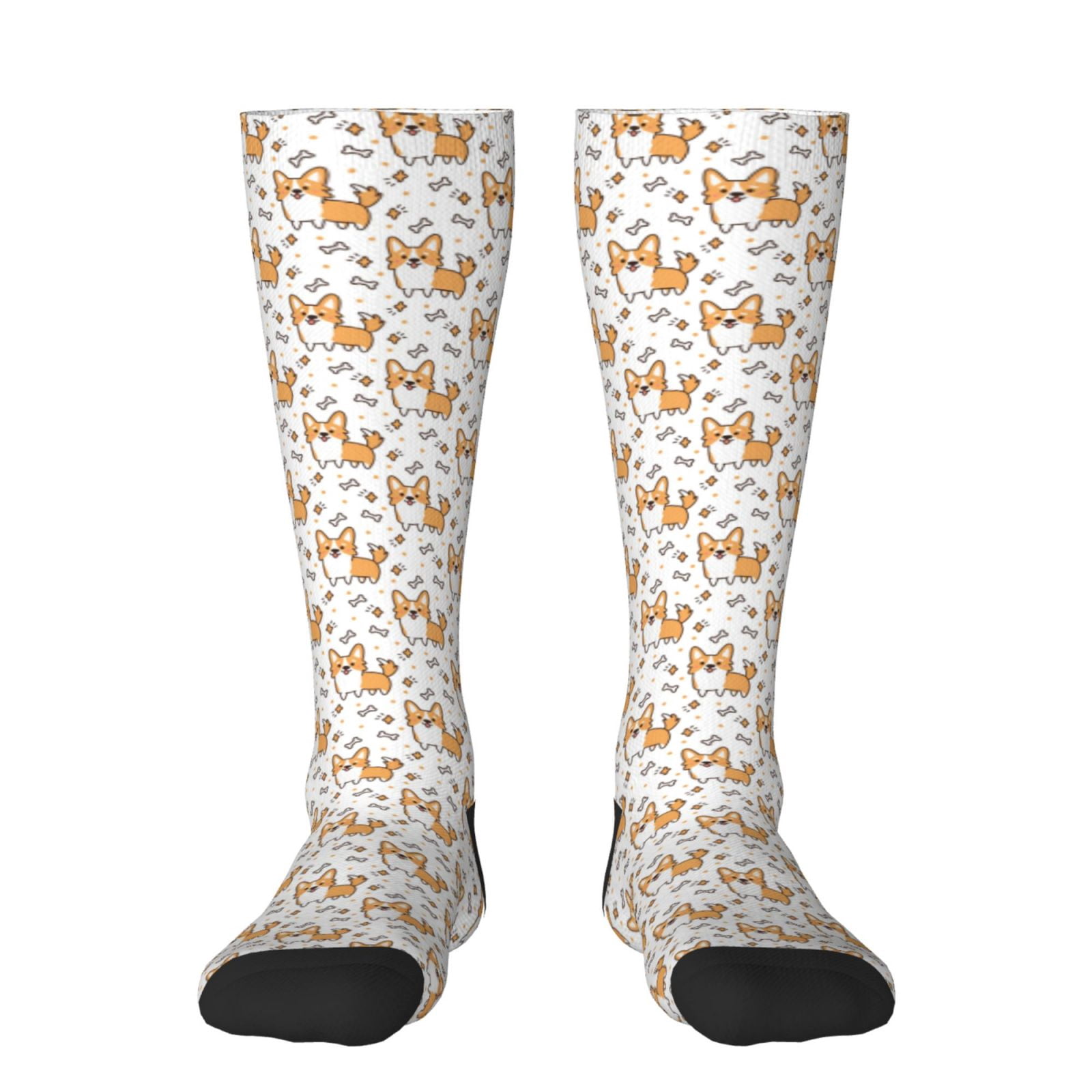 Naloa Corgi with Hearts Thigh High Socks Extra Long Stretchy Sock Women ...