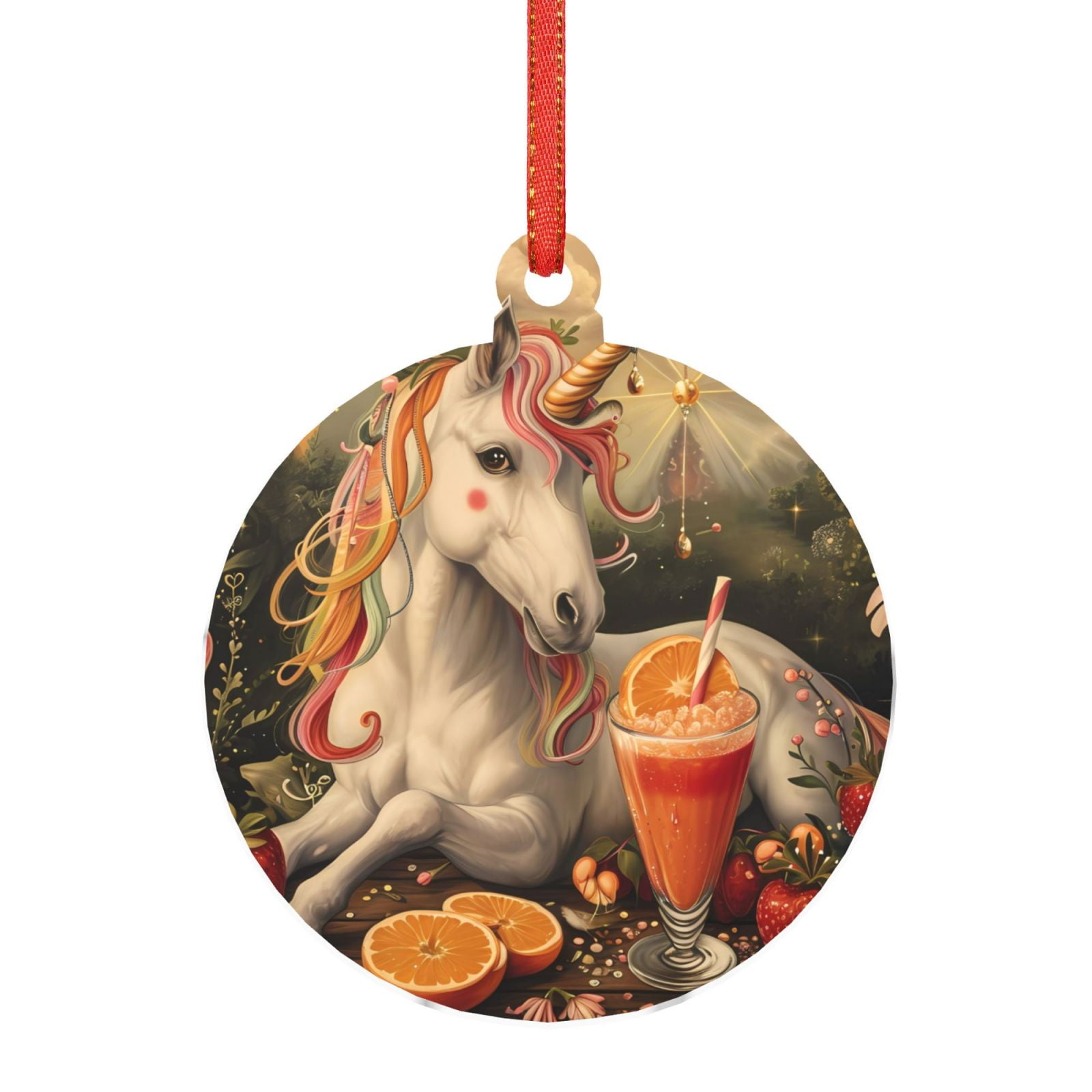 Naloa Countryside Fruit White Horse Acrylic Santa Tree Decorations ...