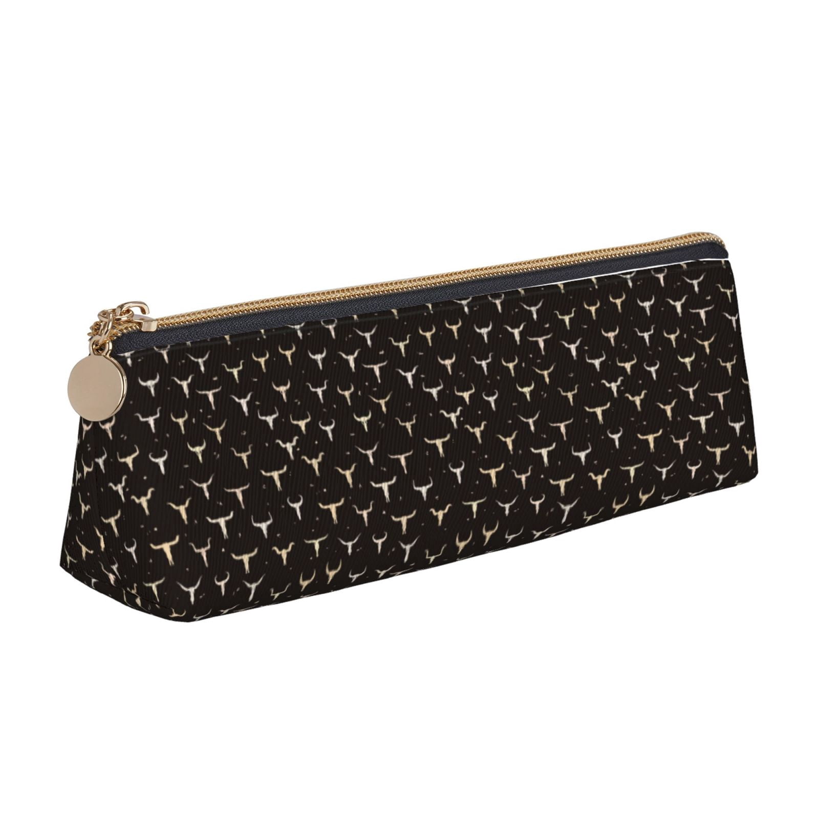 Naloa Cow Skulls Print Leather Pencil Case - Portable Big Capacity ...
