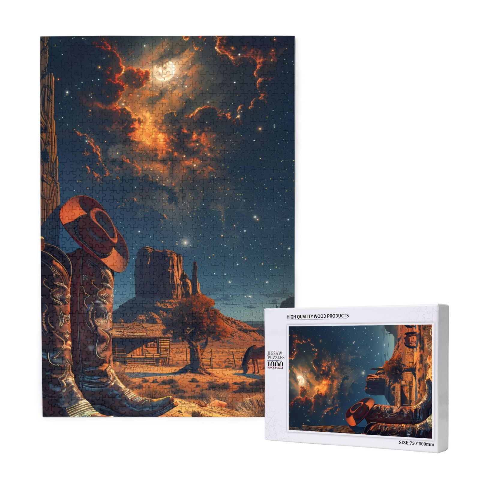 Naloa Cowboy Boots Under Starry Sky Custom Puzzles Personalized Puzzle ...
