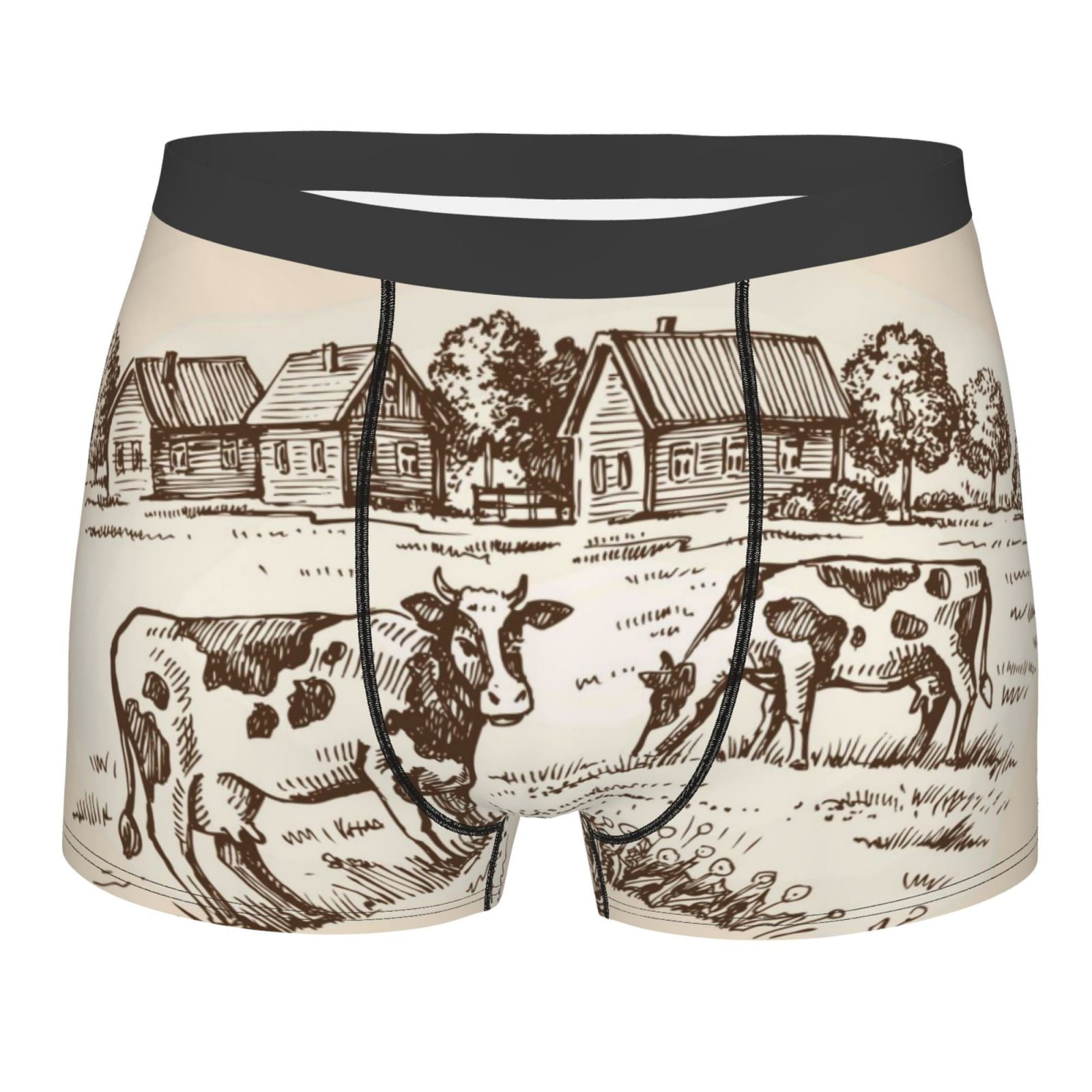 Naloa Cows On The Farm Print Mens Underwear - Boxers for Men, Classic ...