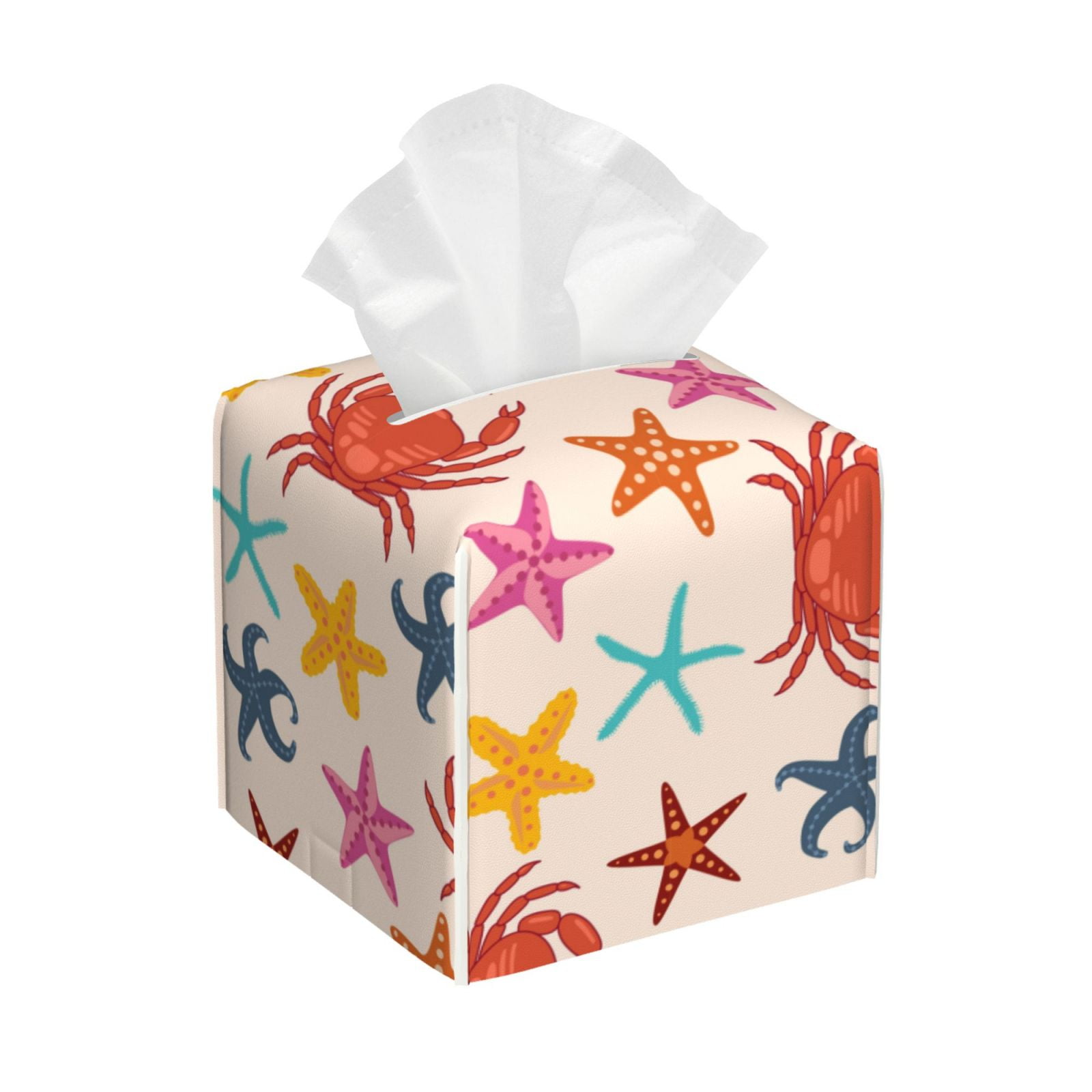 Naloa Crabs And Seastars Tissue Box Cover Leather Tissue Holder Square ...