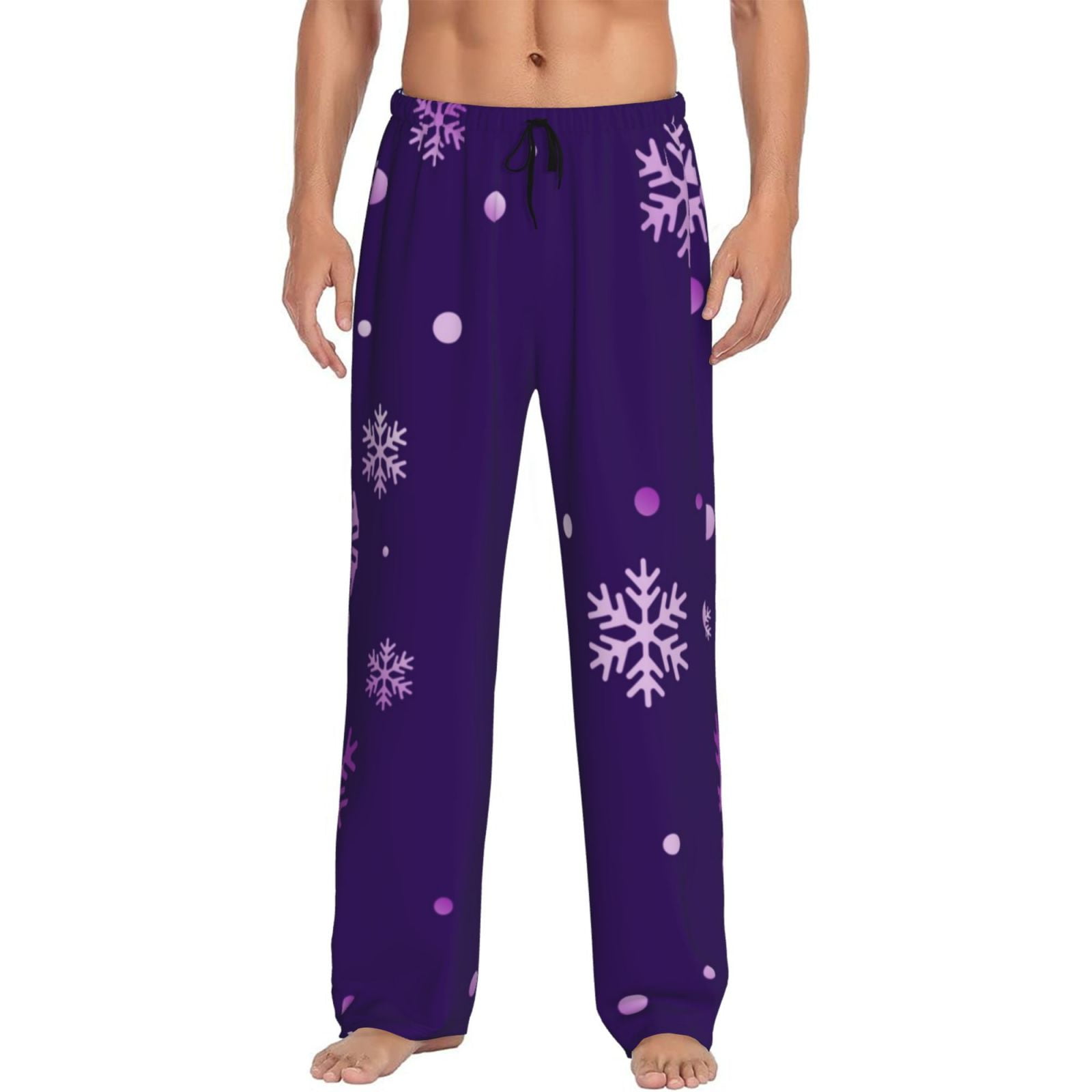 Naloa Crystal Purple Snowflake Pajama Pants Men, PJ Bottoms, Sleep ...