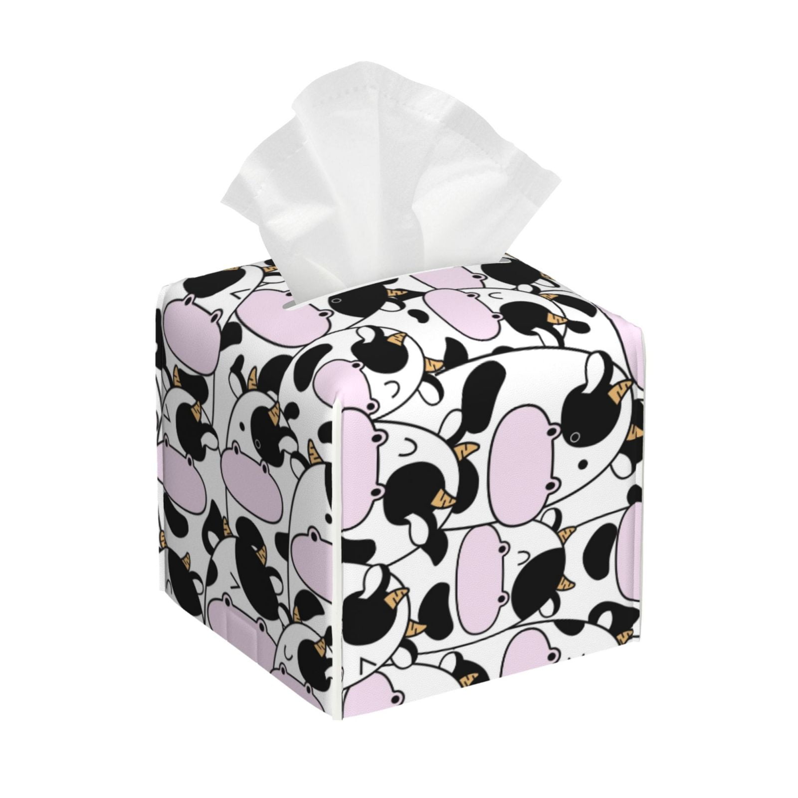 Naloa Cute Animal with Cow Tissue Box CoverLeather Tissue Holder Square ...