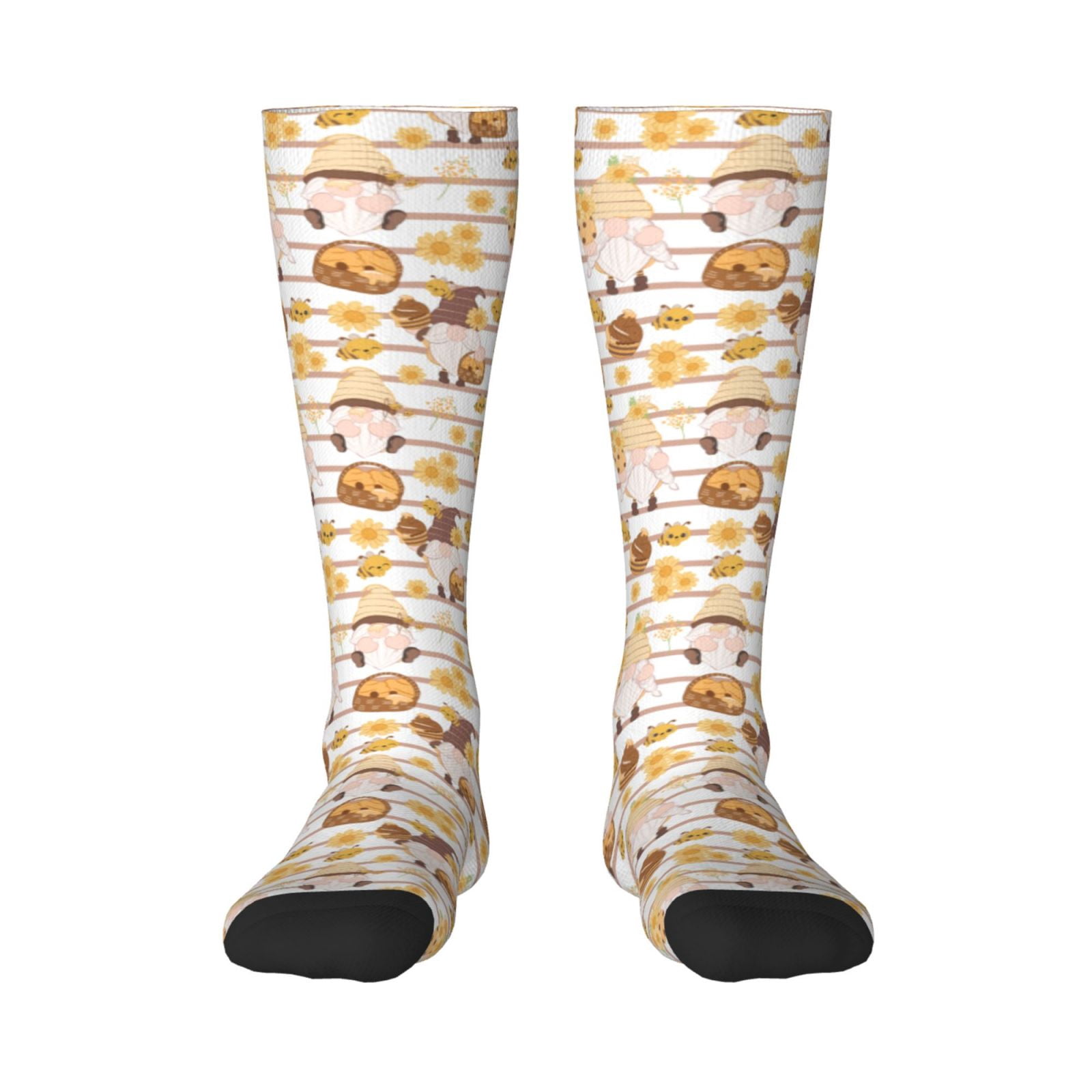 Naloa Cute Bee Gnome Thigh High Socks Extra Long Stretchy Sock Women ...