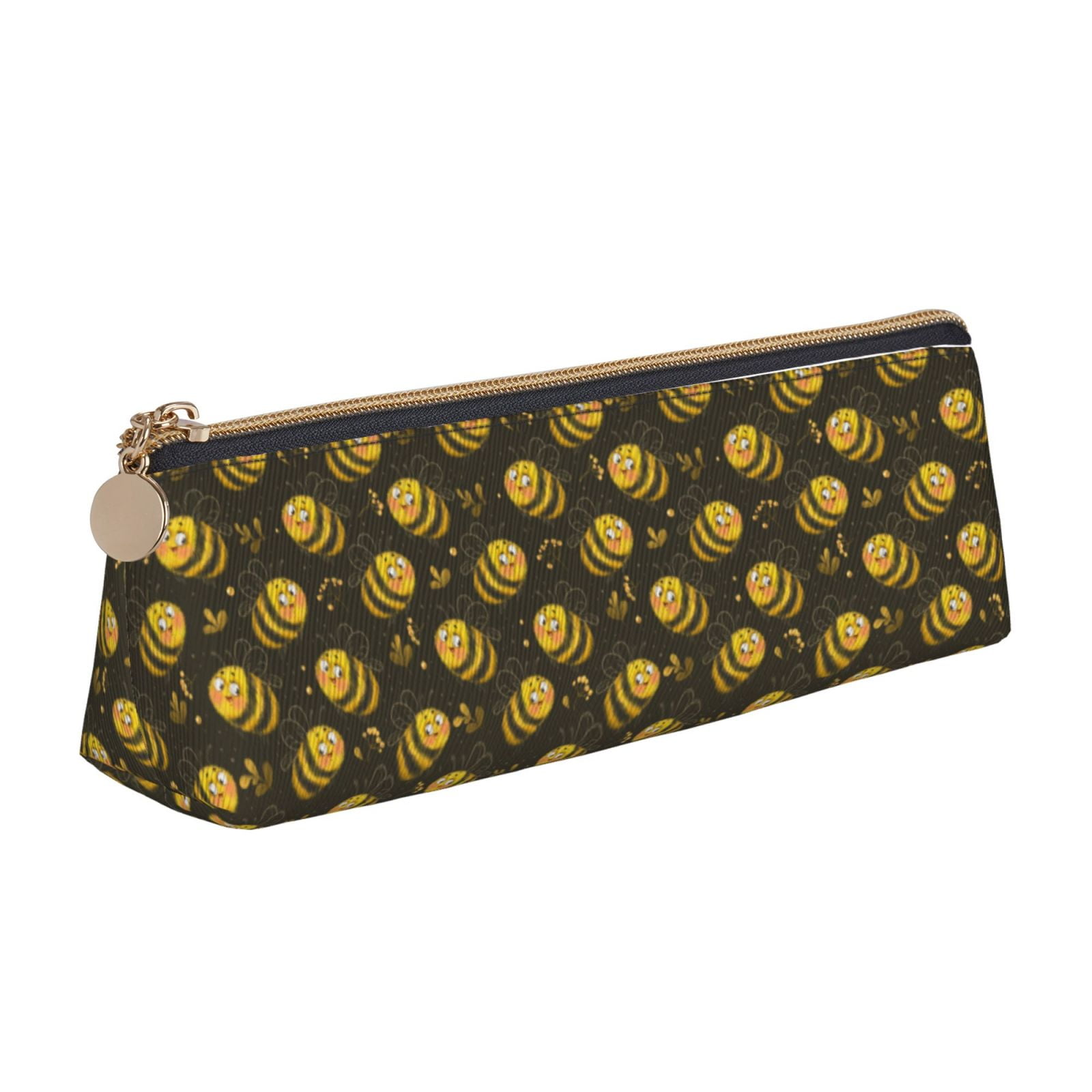 Naloa Cute Cartoon Bees Print Leather Pencil Case - Portable Big ...