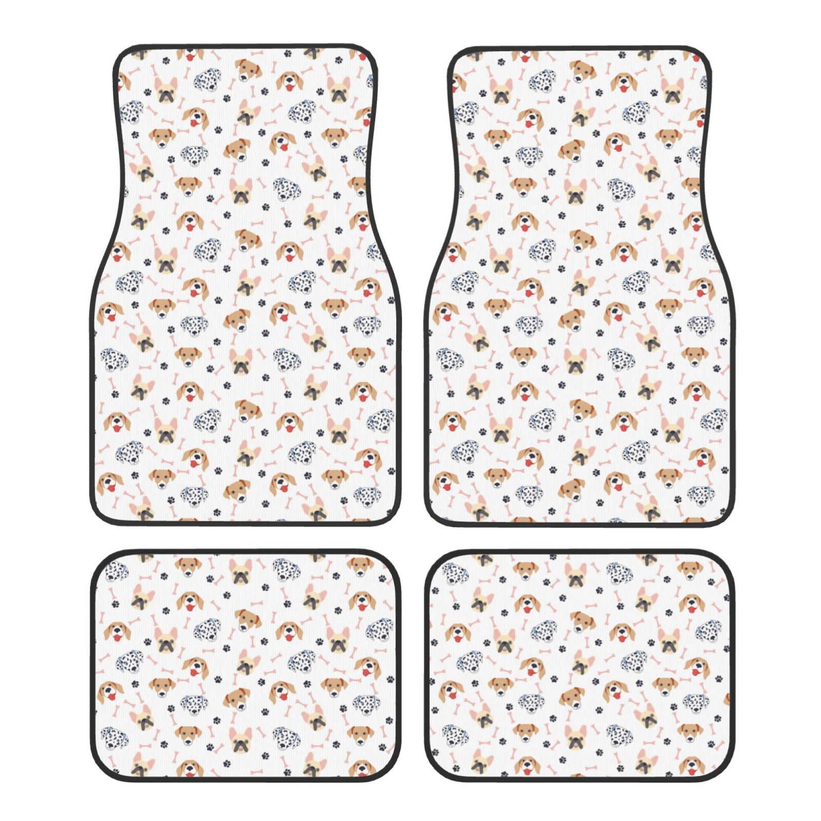Naloa Cute Cartoon Dogs Car Foot Mat Set of 4 Pieces - Universal Floor ...