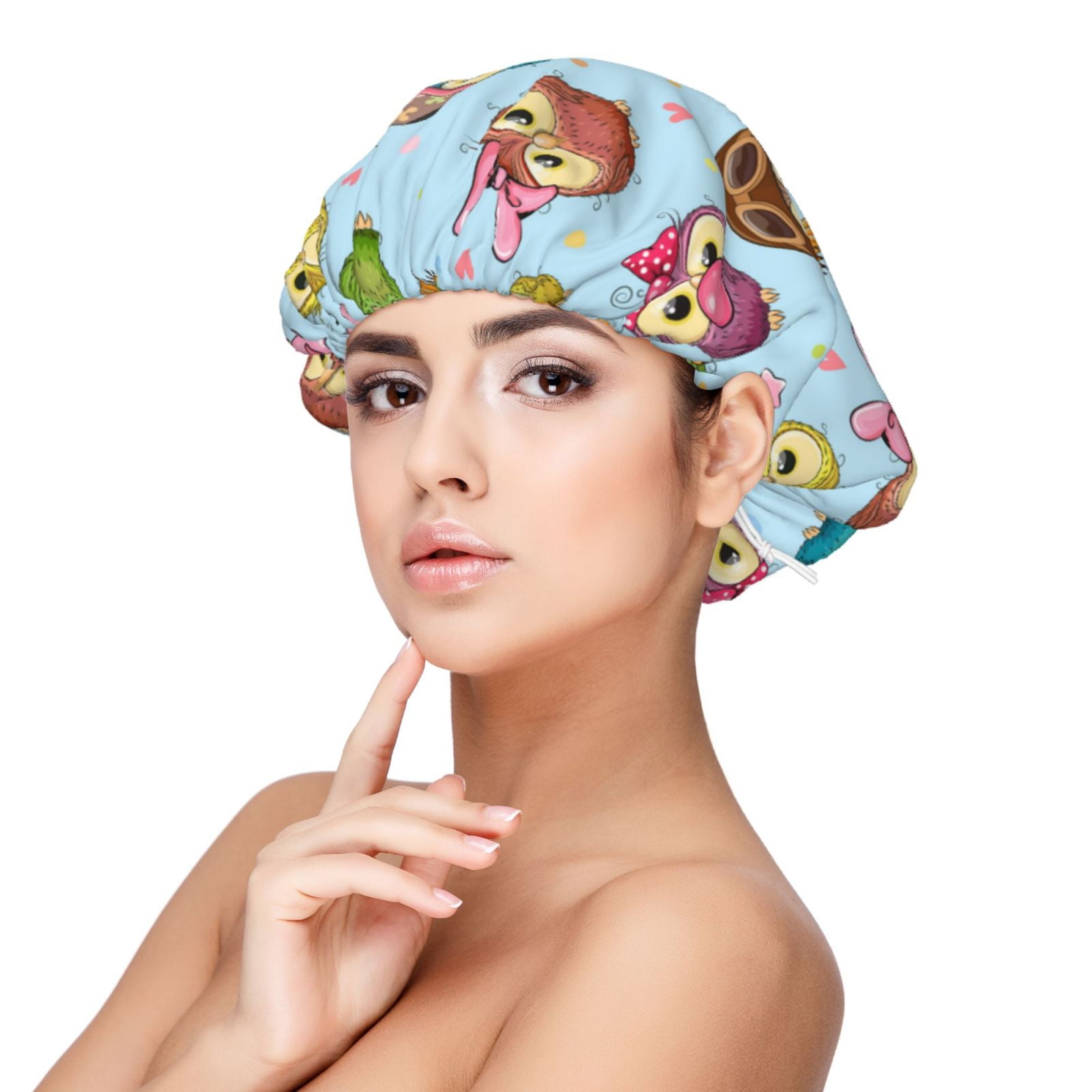Naloa Cute Cartoon Owls 3 Adjustable Hair Bonnet for Sleeping, Hair ...
