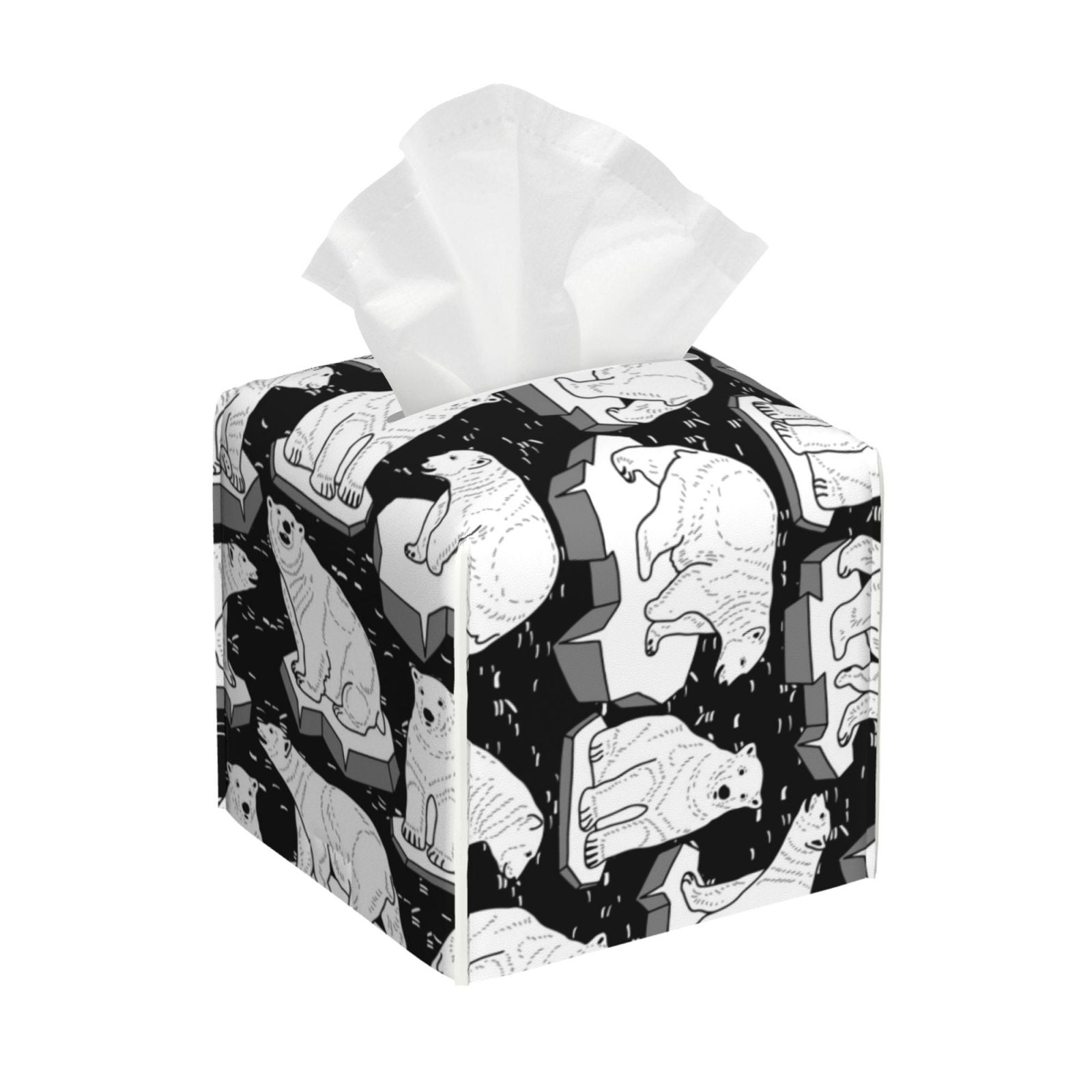Naloa Cute Cartoon Polar Bear Tissue Box Cover Leather Tissue Holder ...