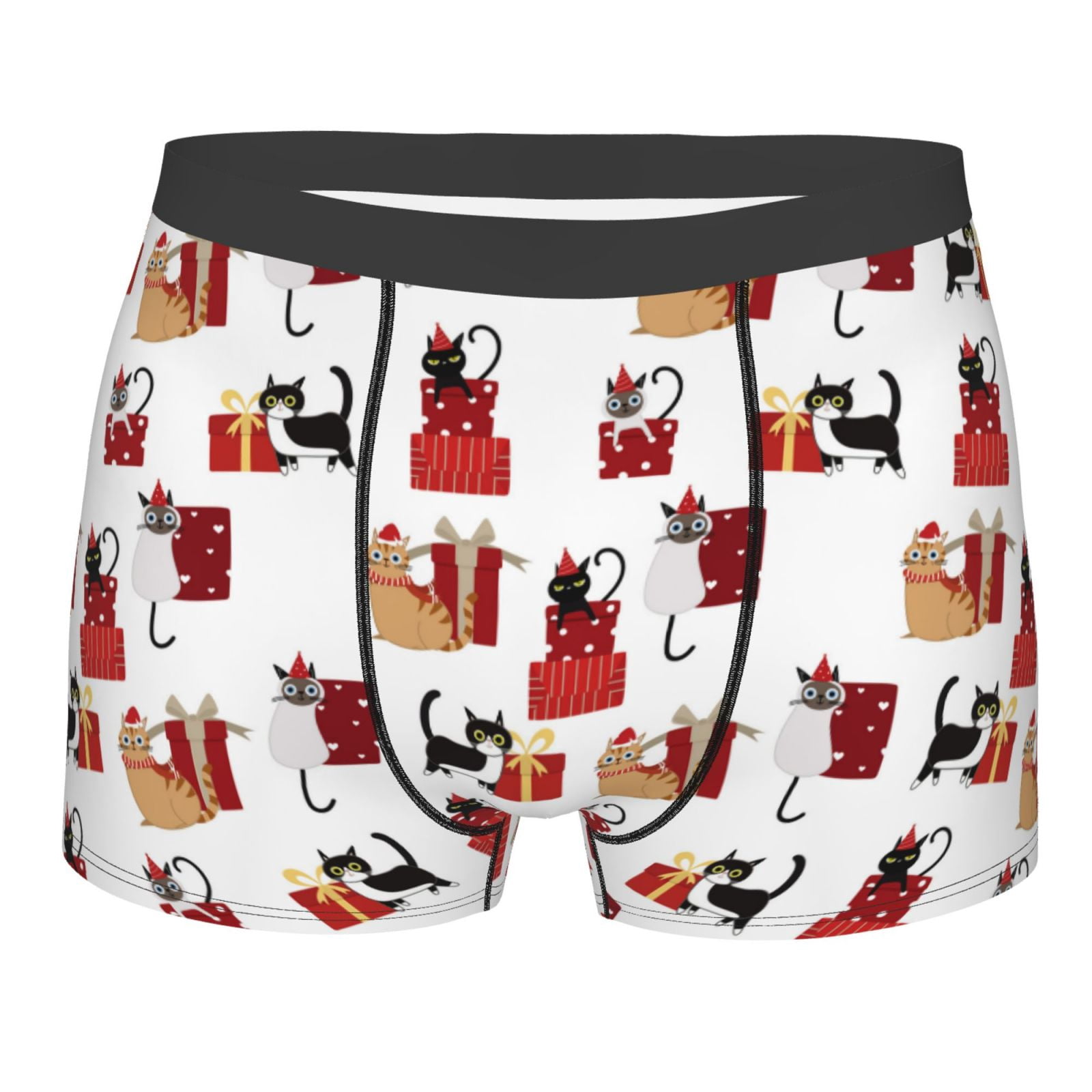 Naloa Cute Cat And Christmas Gift Print Mens Underwear - Boxers for Men ...