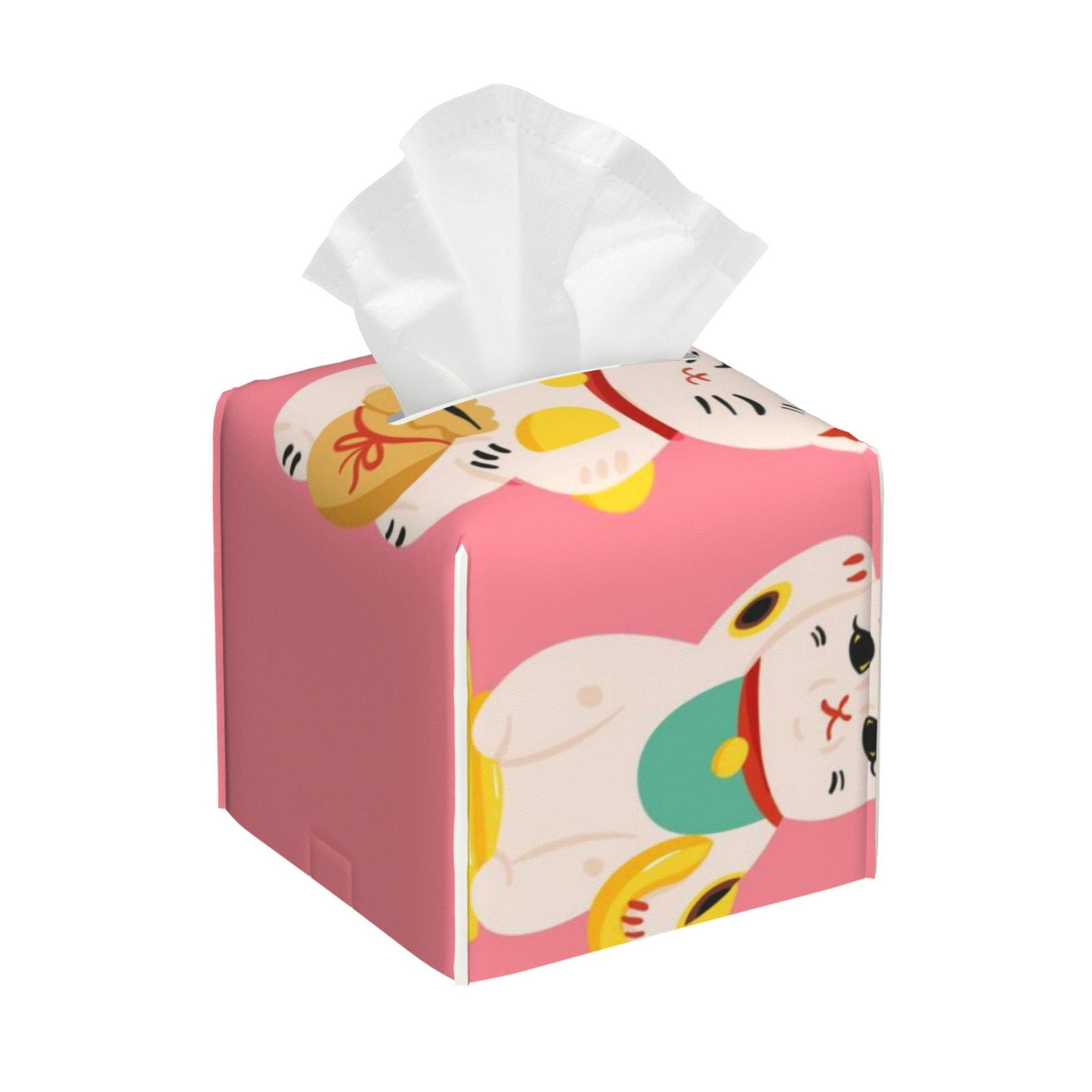 Naloa Cute Cat Tissue Box CoverLeather Tissue Holder Square Facial ...