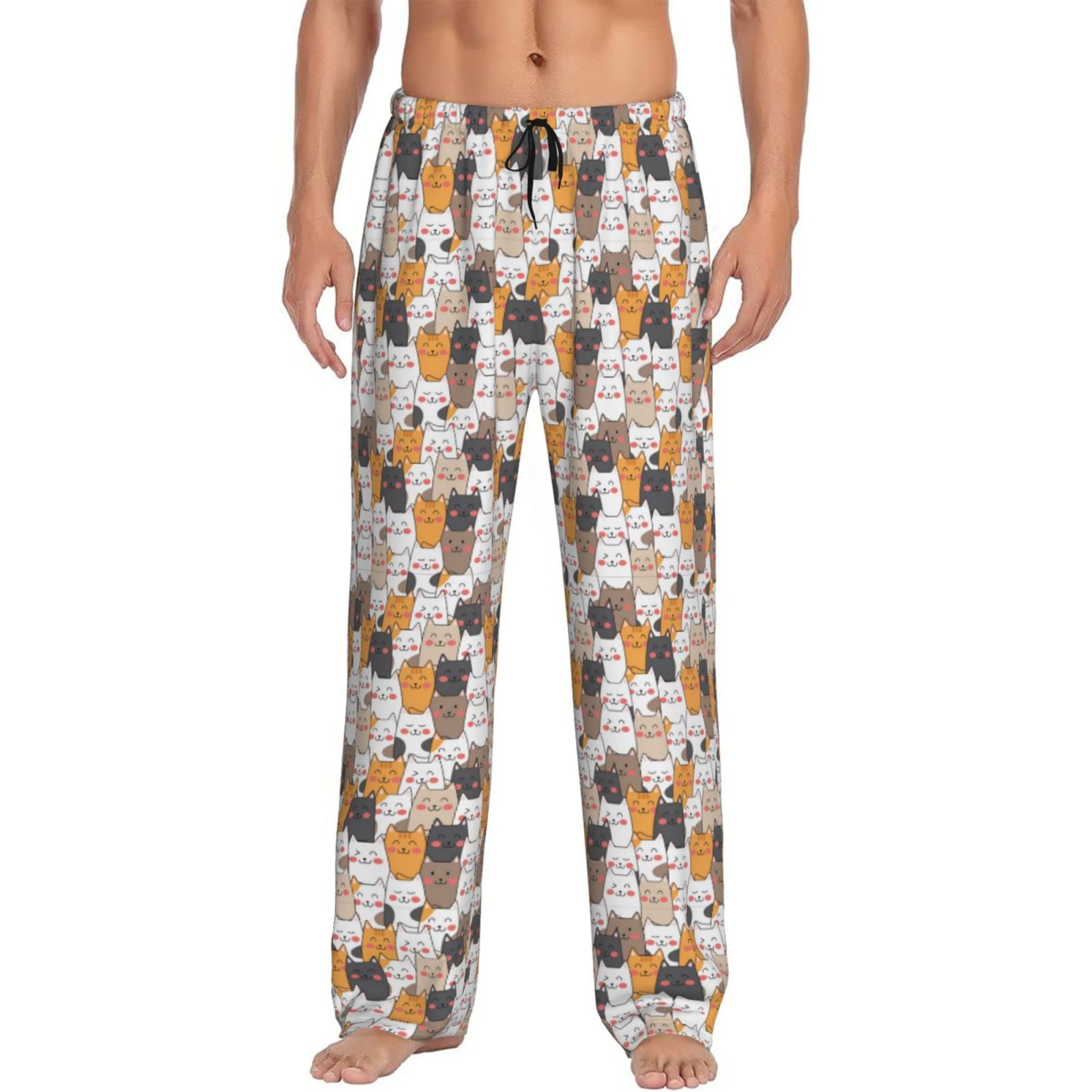 Naloa Cute Cats Pajama Pants Men, PJ Bottoms, Sleep & Lounge Pants ...