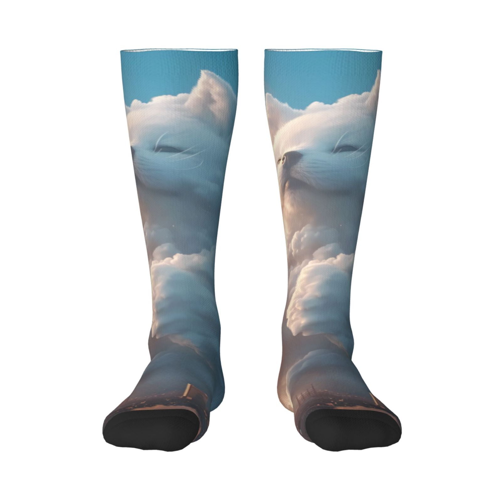 Naloa Cute Cloud Cat Thigh High Socks Extra Long Stretchy Sock Women ...