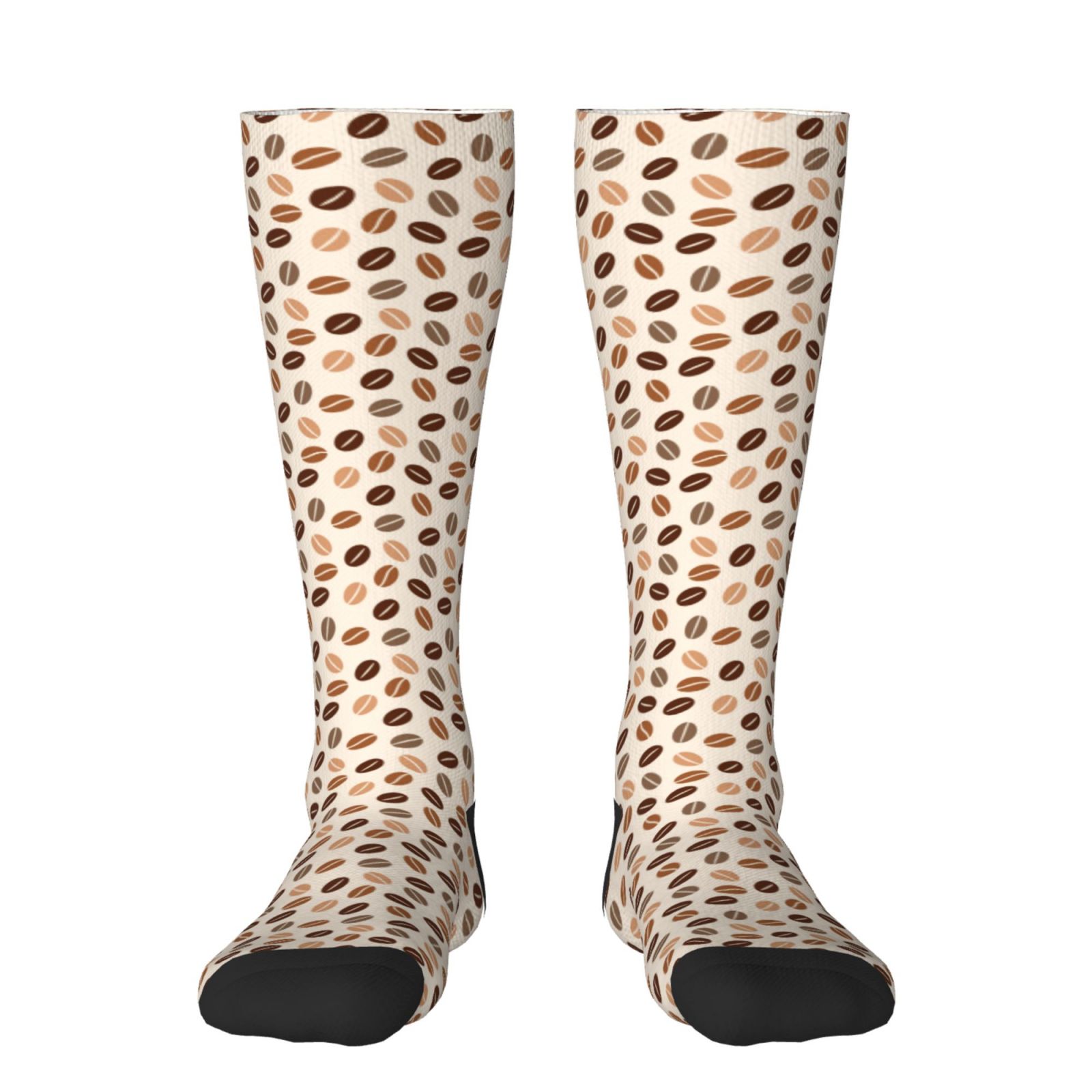 Naloa Cute Coffee Bean Print Knee Socks, High Socks Long Stretchy Sock ...