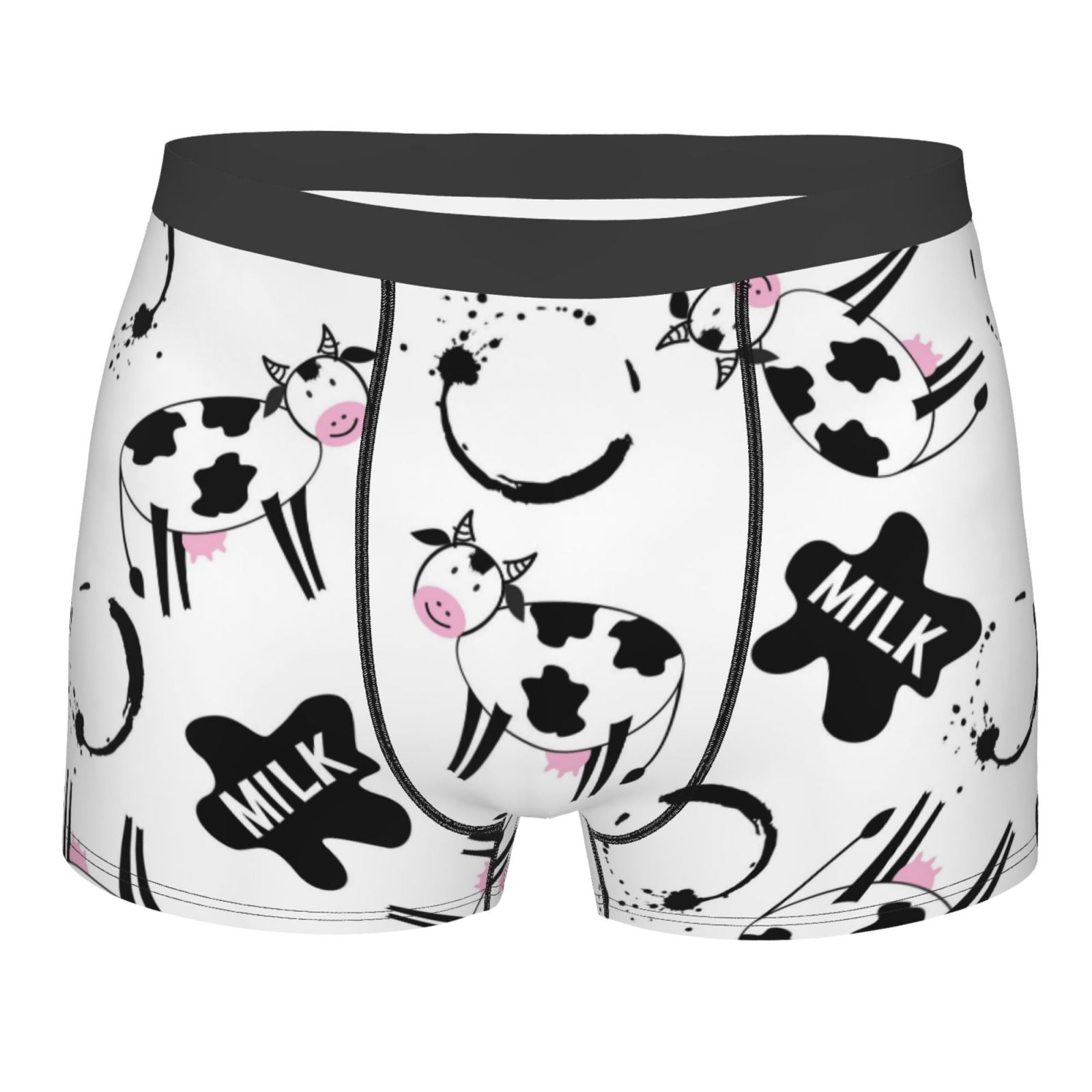 Naloa Cute Cow and Milk Stains Print Mens Underwear - Boxers for Men ...